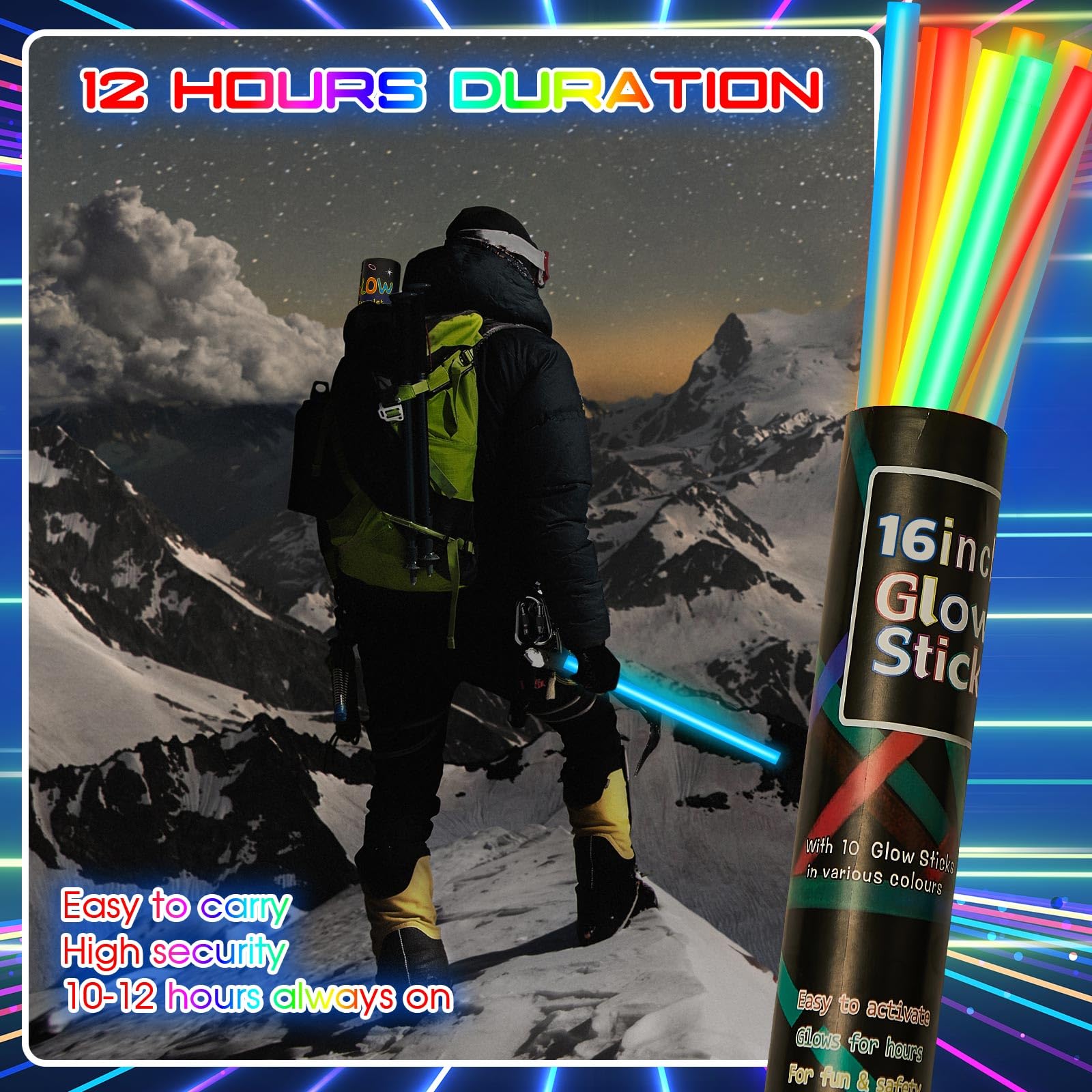 Snapklik.com : Lewtemi 10 Pcs 16 Inch Large Glow Sticks Christmas Jumbo ...