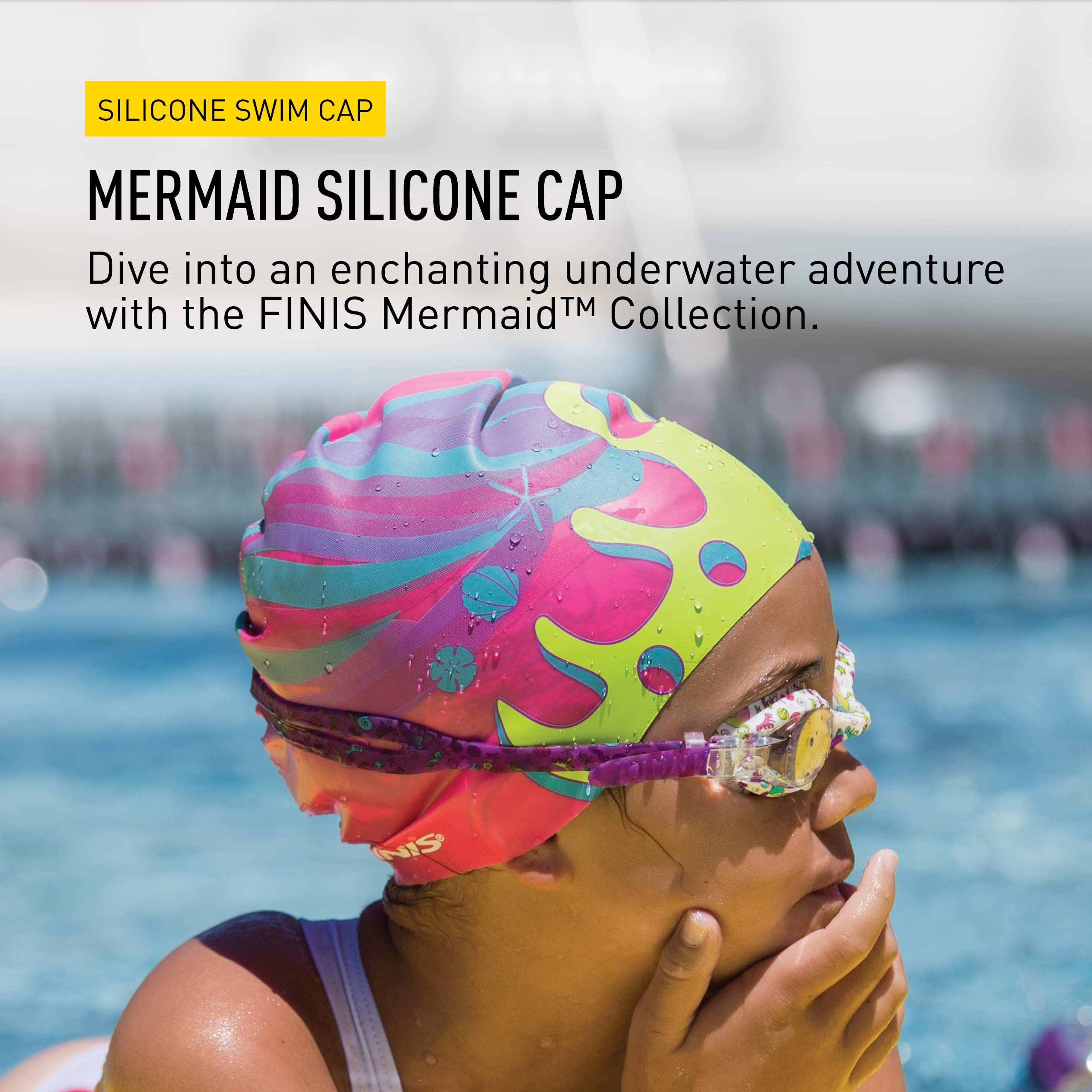Snapklik.com : Mermaid Kids Swim Cap - 100% Silicone - Fun Prints ...