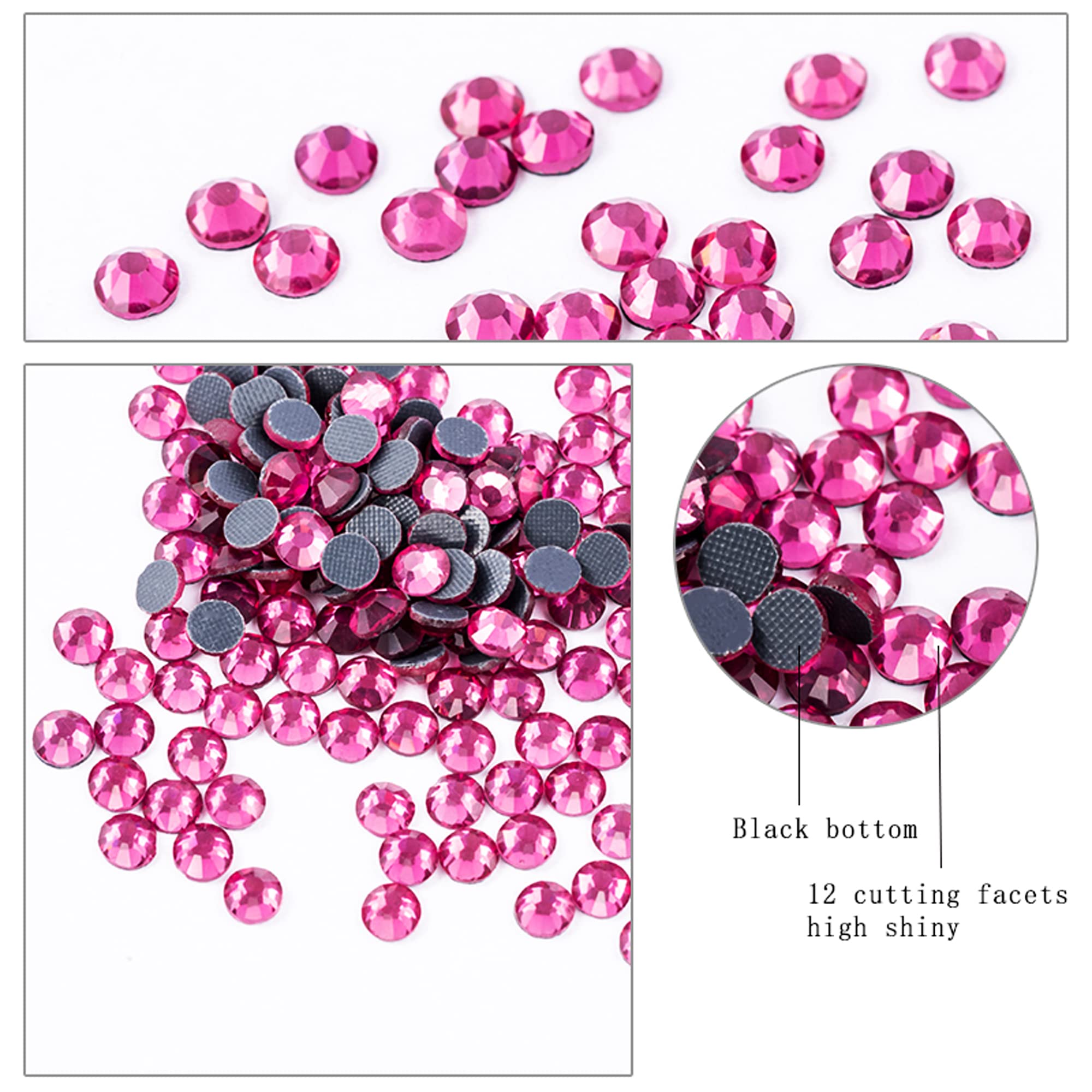 Snapklik.com : 2880PCS Hotfix Rhinestone Crystals, SS16 4mm Rose Red ...