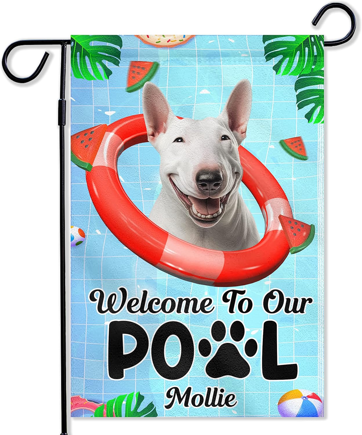 Amazon.com : Personalized Dog Summer Garden Flags Welcome to Our Pool ...
