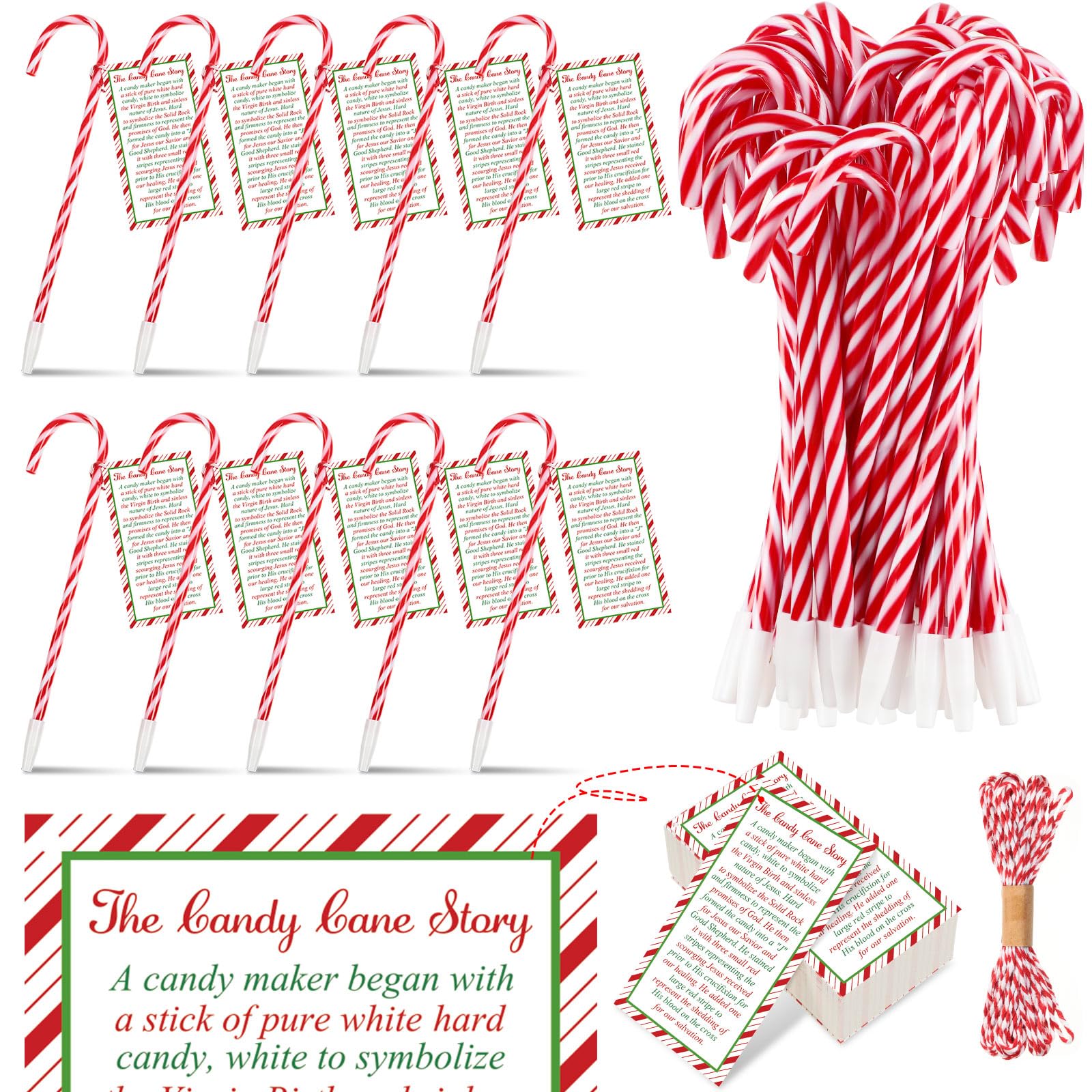 Amazon.com : Zhanmai 121 Pcs Candy Cane Meaning Story Gifts Set 60 Pcs ...