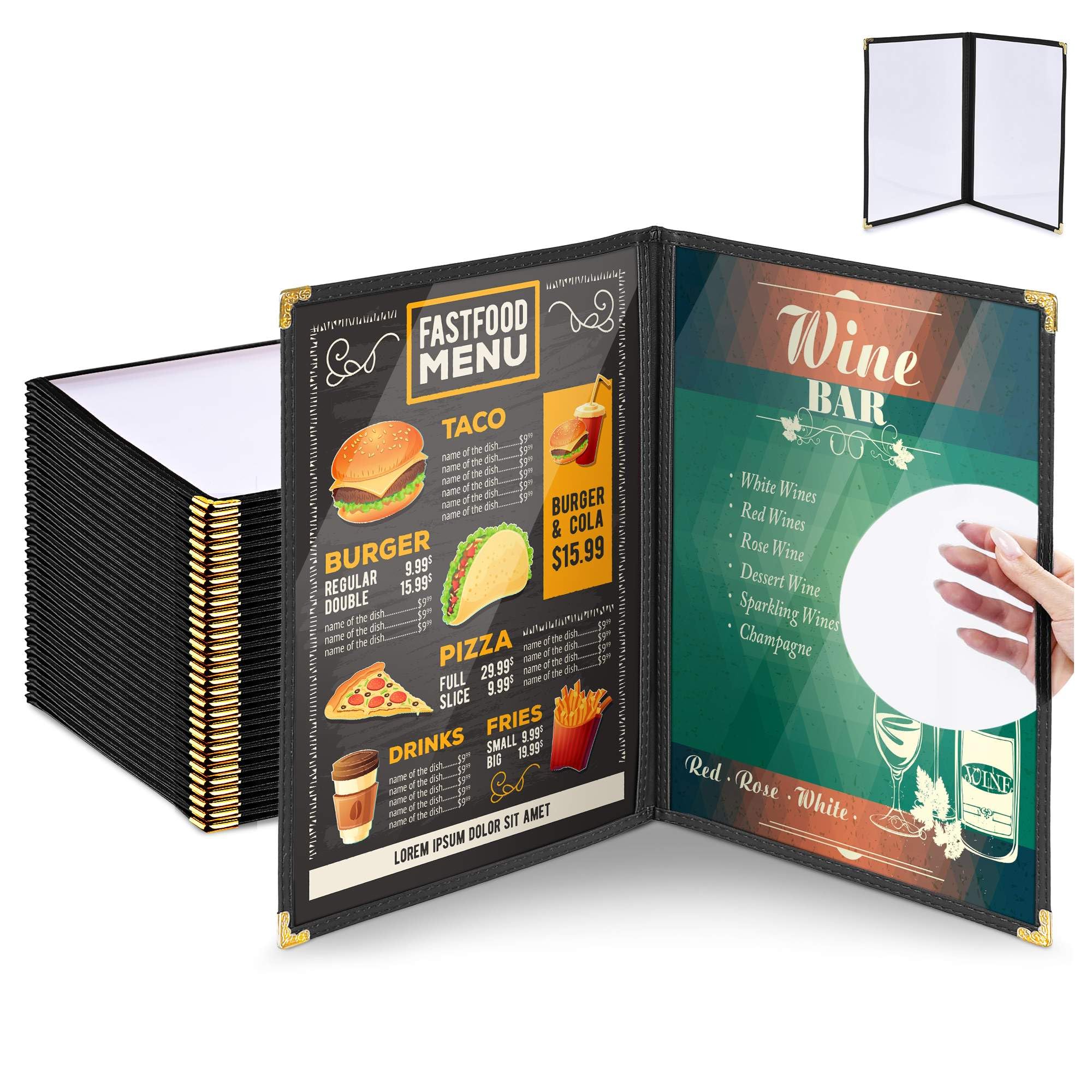 Snapklik.com : WeChef 30 Pack 8.5" X 11" Restaurant Menu Covers Double ...