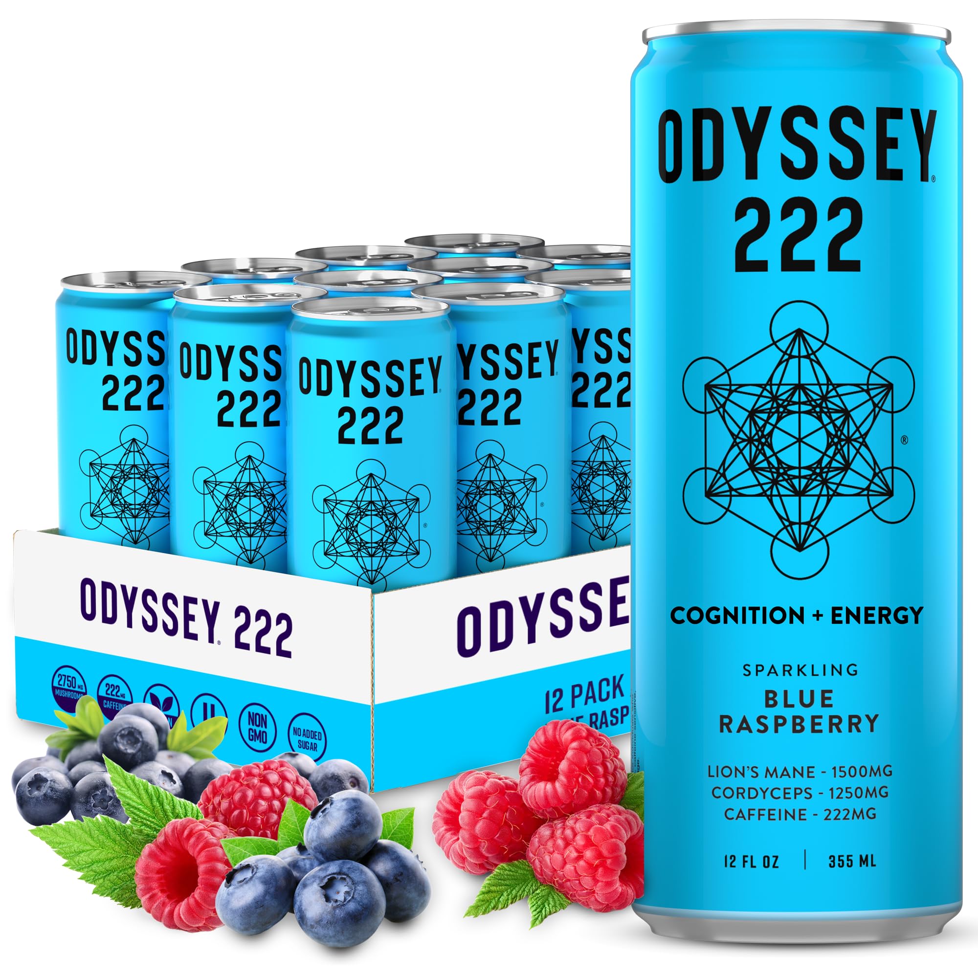 Amazon.com : Odyssey 222 Energy Drink, Pre Workout, 222mg Caffeine ...