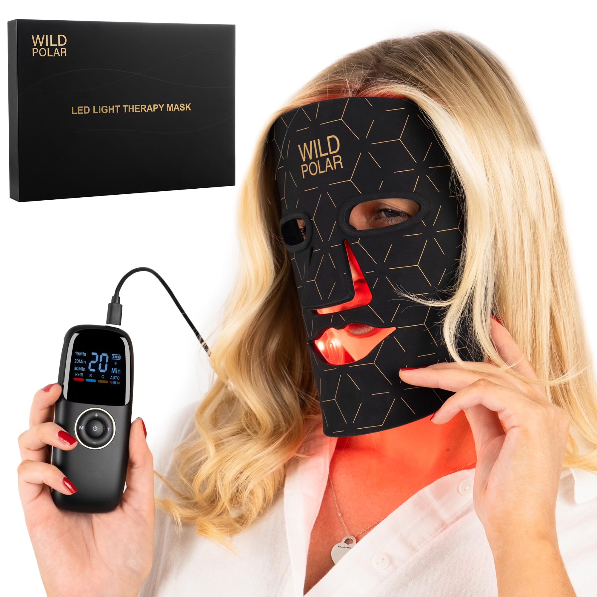 Wild Polar Premium Red Light Therapy Infrared LED Face Mask | 368 ...