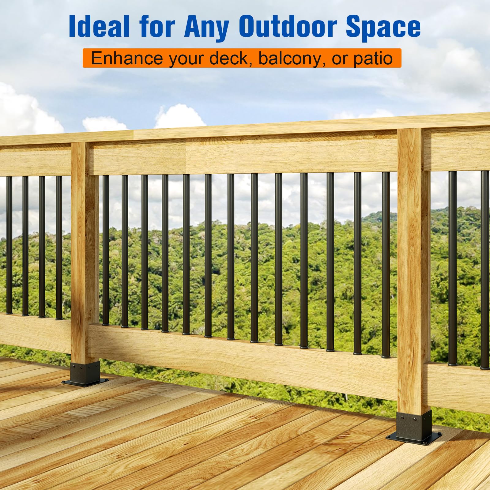 Snapklik.com : Antsky 29" Round Aluminum Balusters For Deck Railing ...