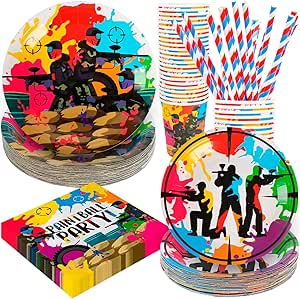 Amazon.com: BOIKOKY Paintball Birthday Party Decorations, 120Pcs ...