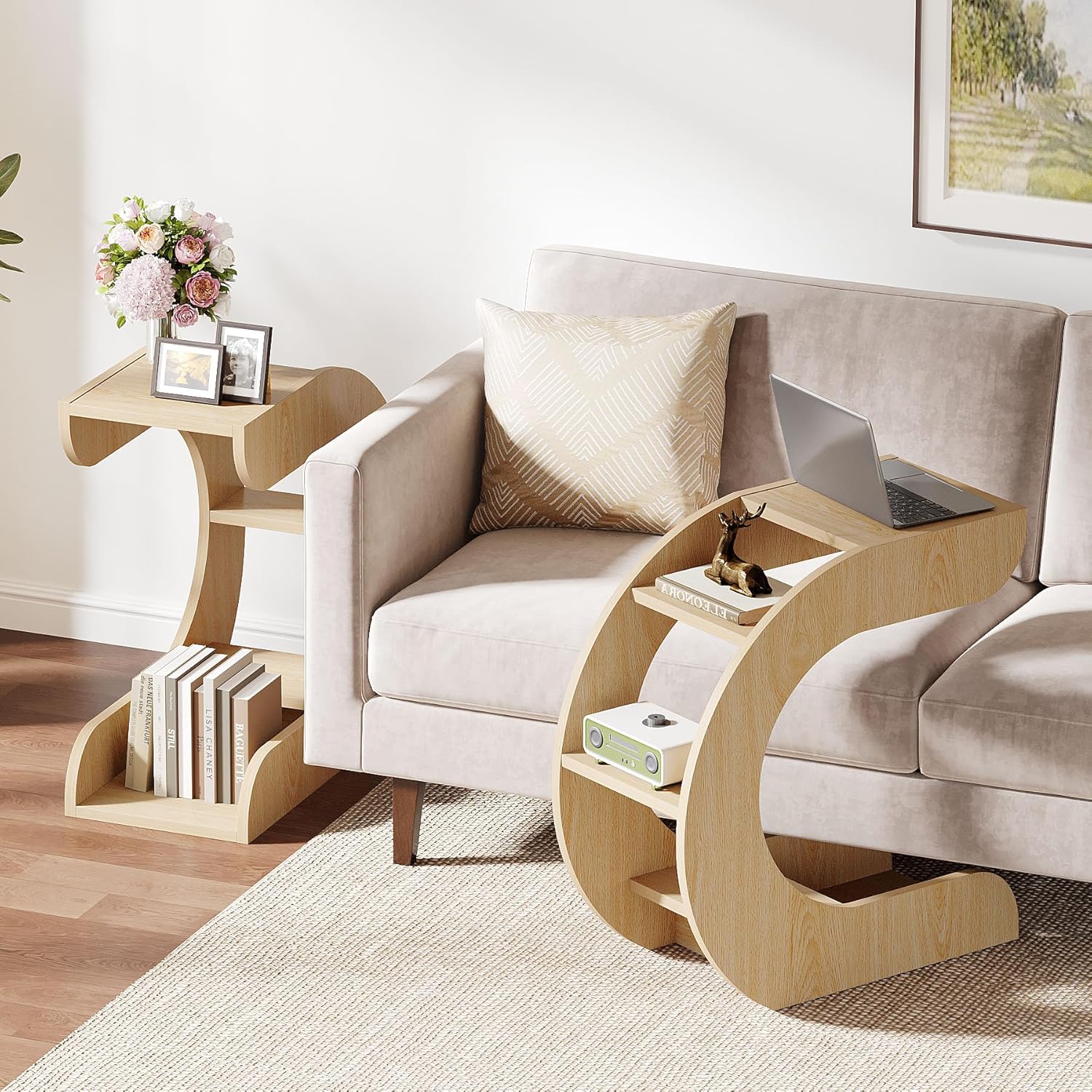 Amazon.com: Tribesigns C-Shaped Table for Couch, Small 4-Tier End ...