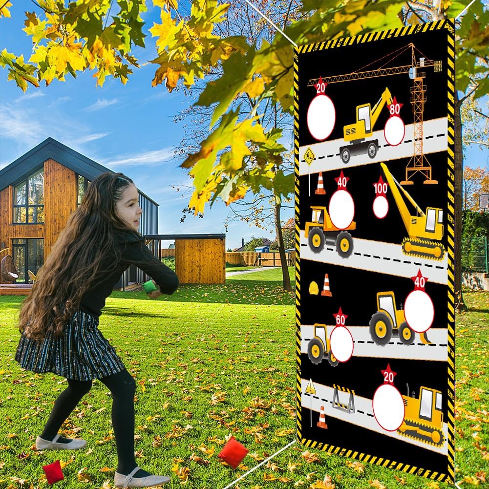 Amazon.com: LOONELO Construction Truck Toss Game Banner with 3 Bean ...