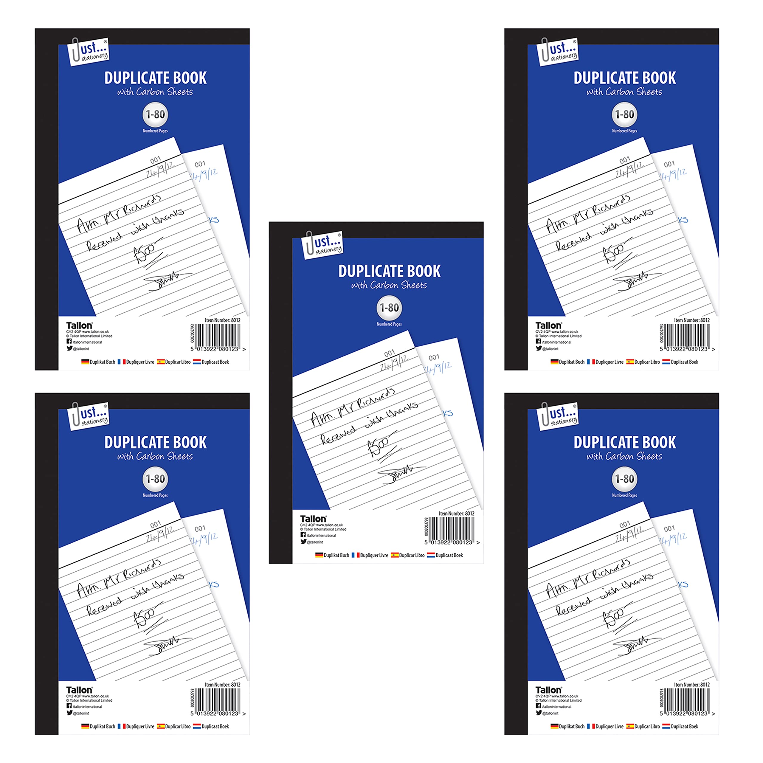 5 Books X A5 Duplicate Book NCR Full Size 1-80 Numbered Pages Receipt ...