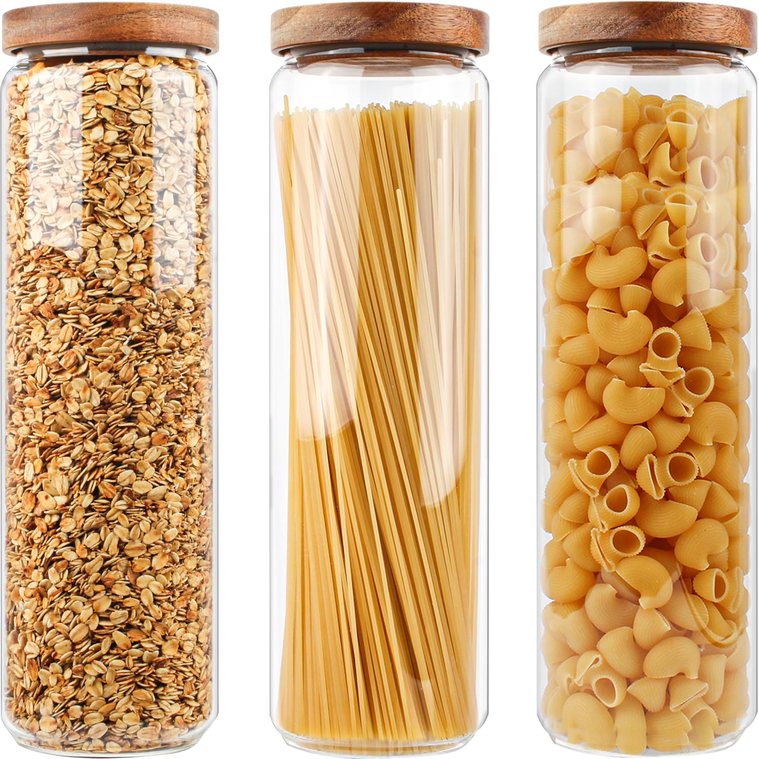 Danmu Art 1700ml 3pcs Glass Spaghetti Pasta Storage Container with ...