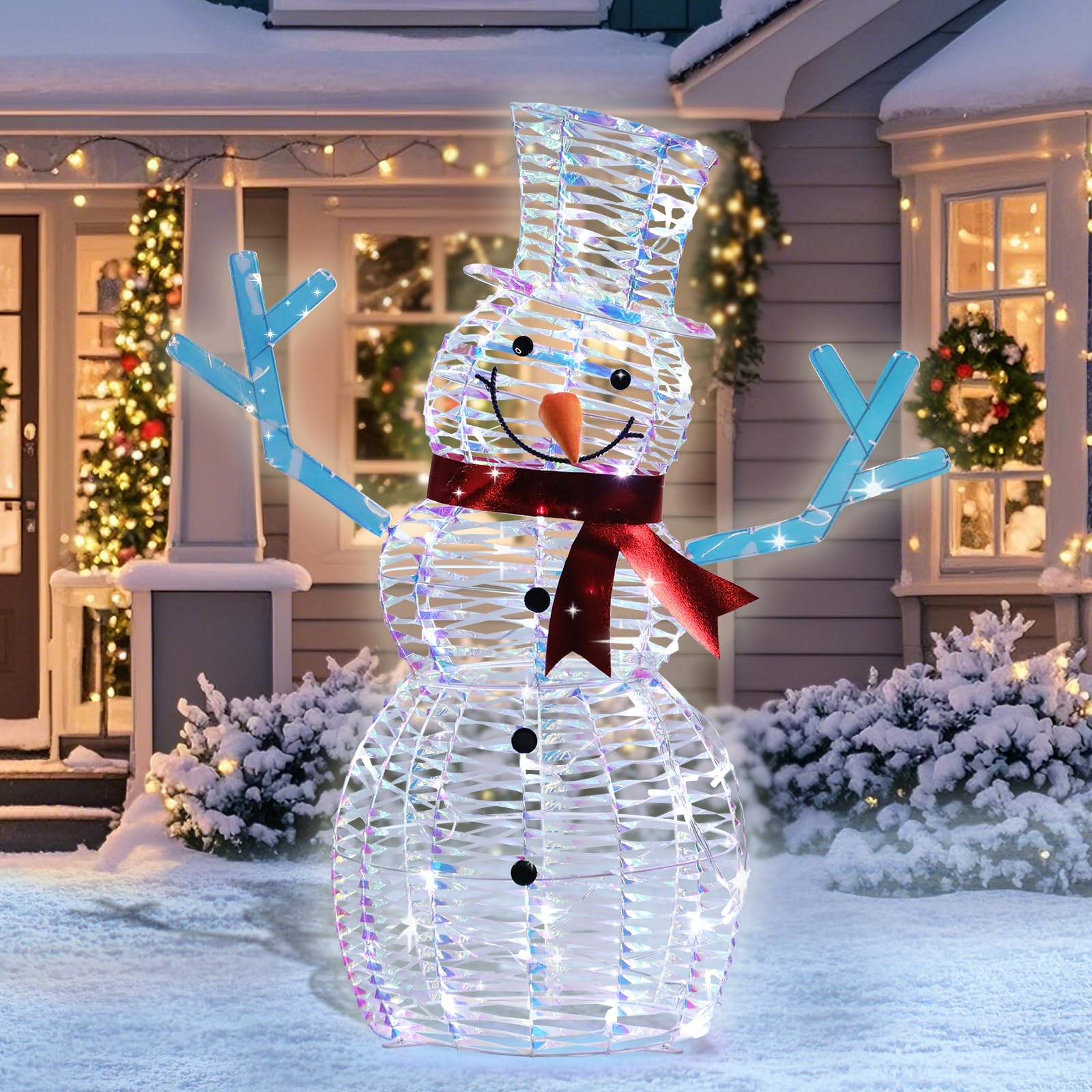 Amazon.com: MUMTOP Outdoor Snowman Lighted, Iridescent Light Up Snowman ...