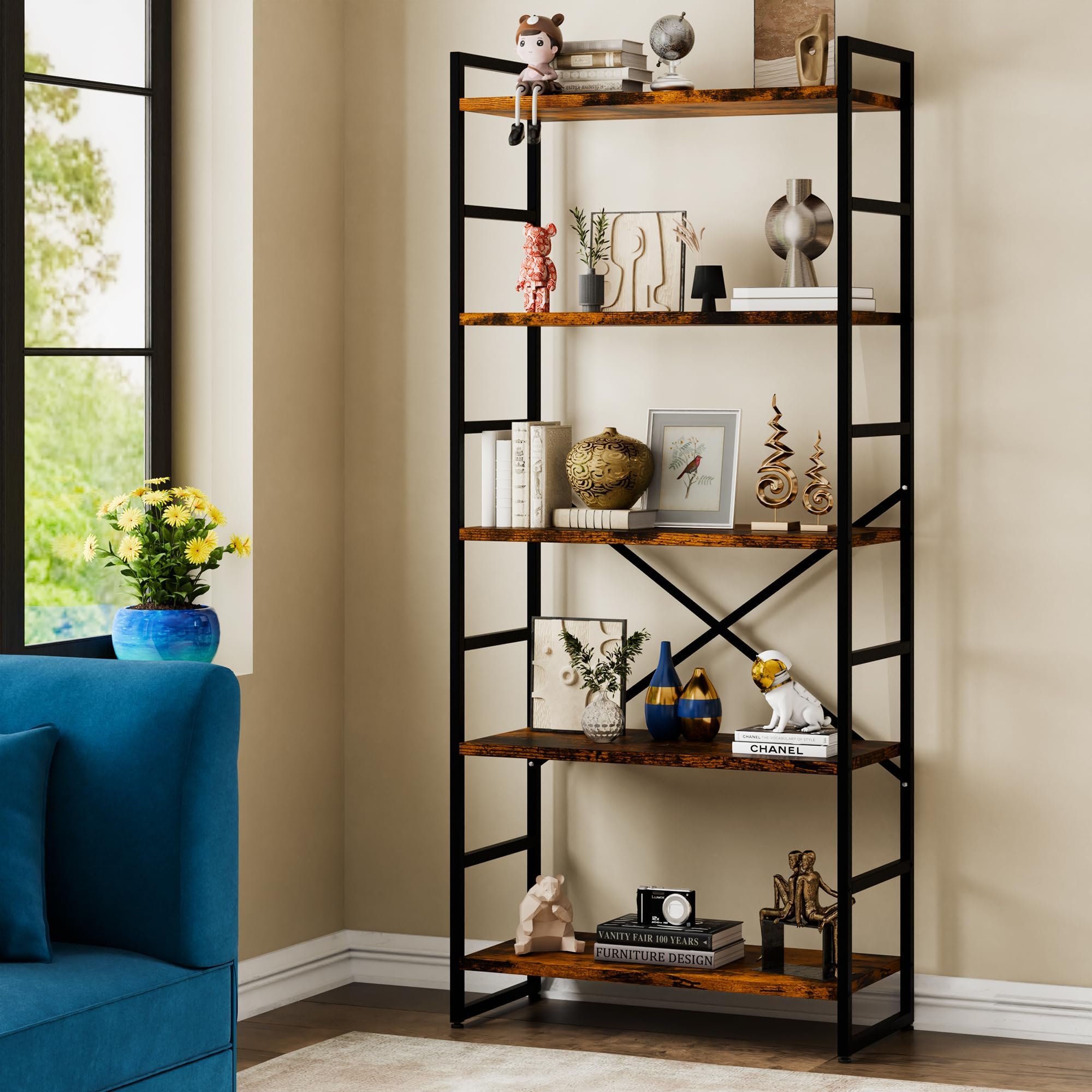 Amazon.com: KINGBO 6-Shelf Display Shelf, 78" Tall Etagere Bookshelf ...