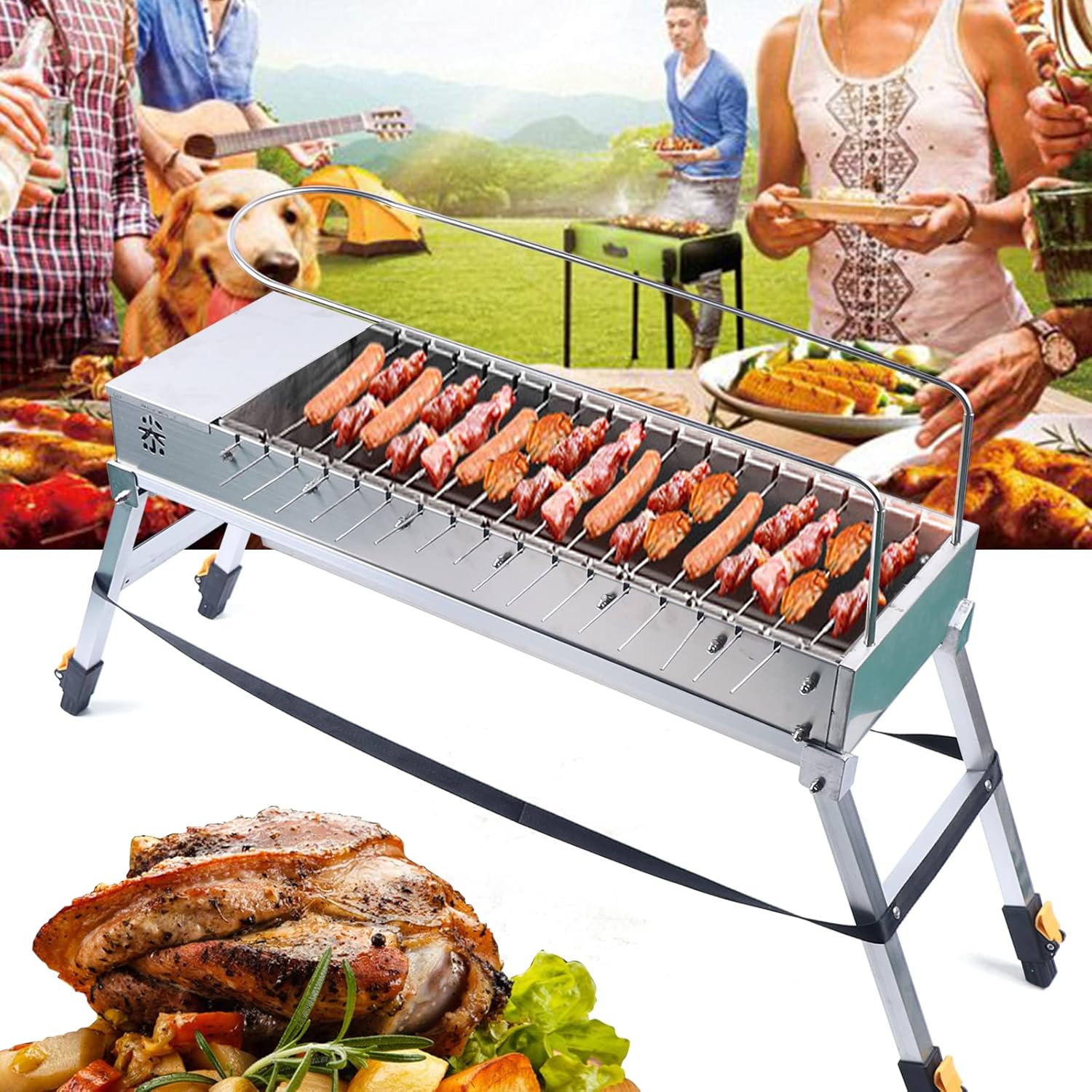 Amazon.com: Electric Rotating Barbecue Stove Charcoal Grill, Foldable ...