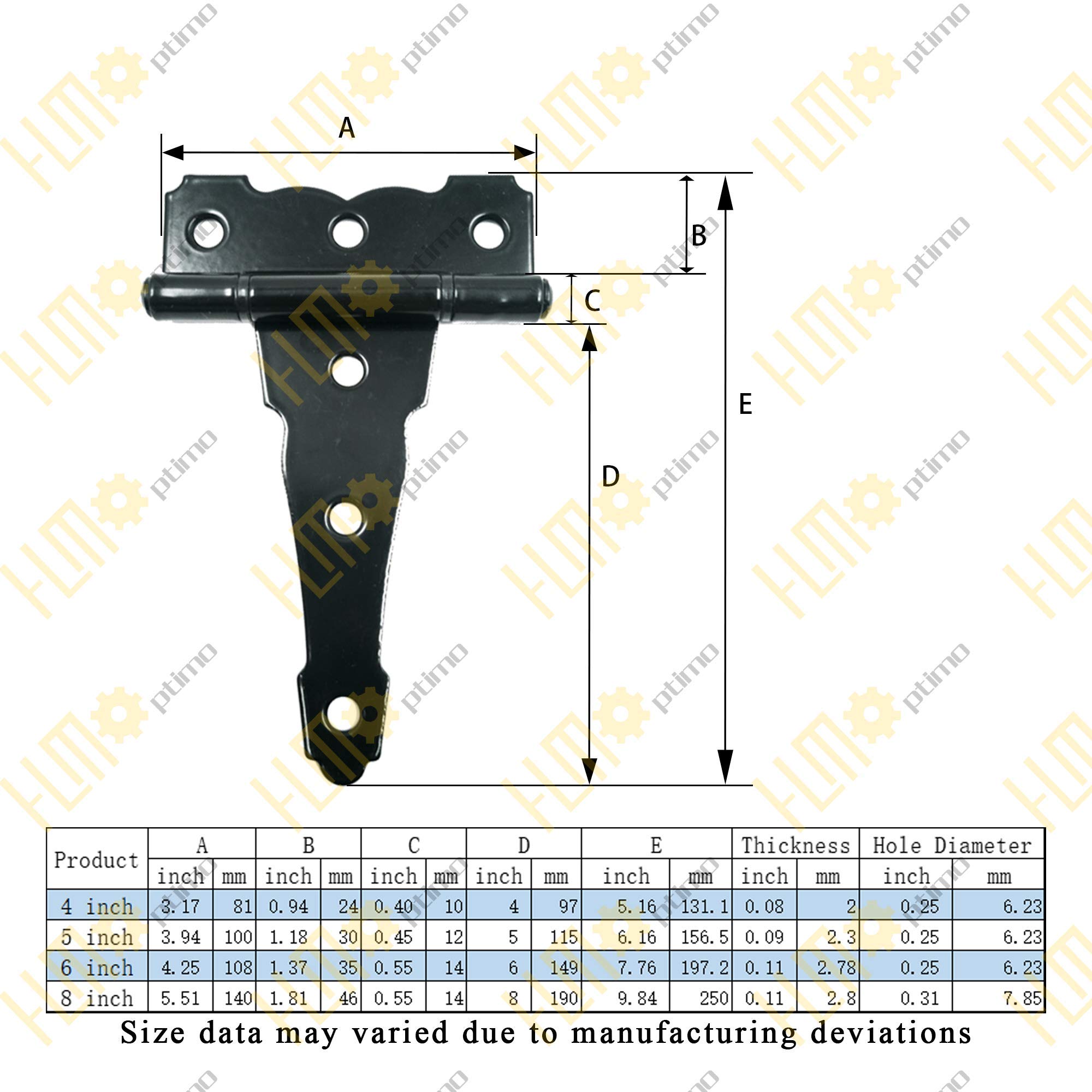 Snapklik.com : HLMOptimo 8 Inch Strap Hinges - Heavy Duty, Rustproof ...