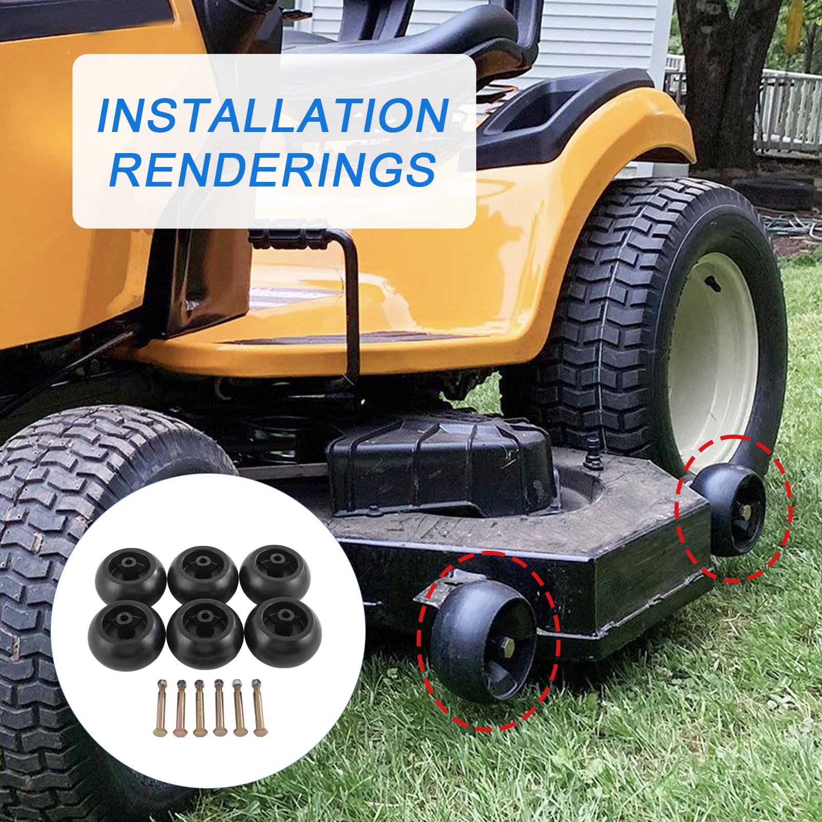 Lawn Mower Anti Scalp Deck Wheel Set of 6 Pack Compatible with Cub ...