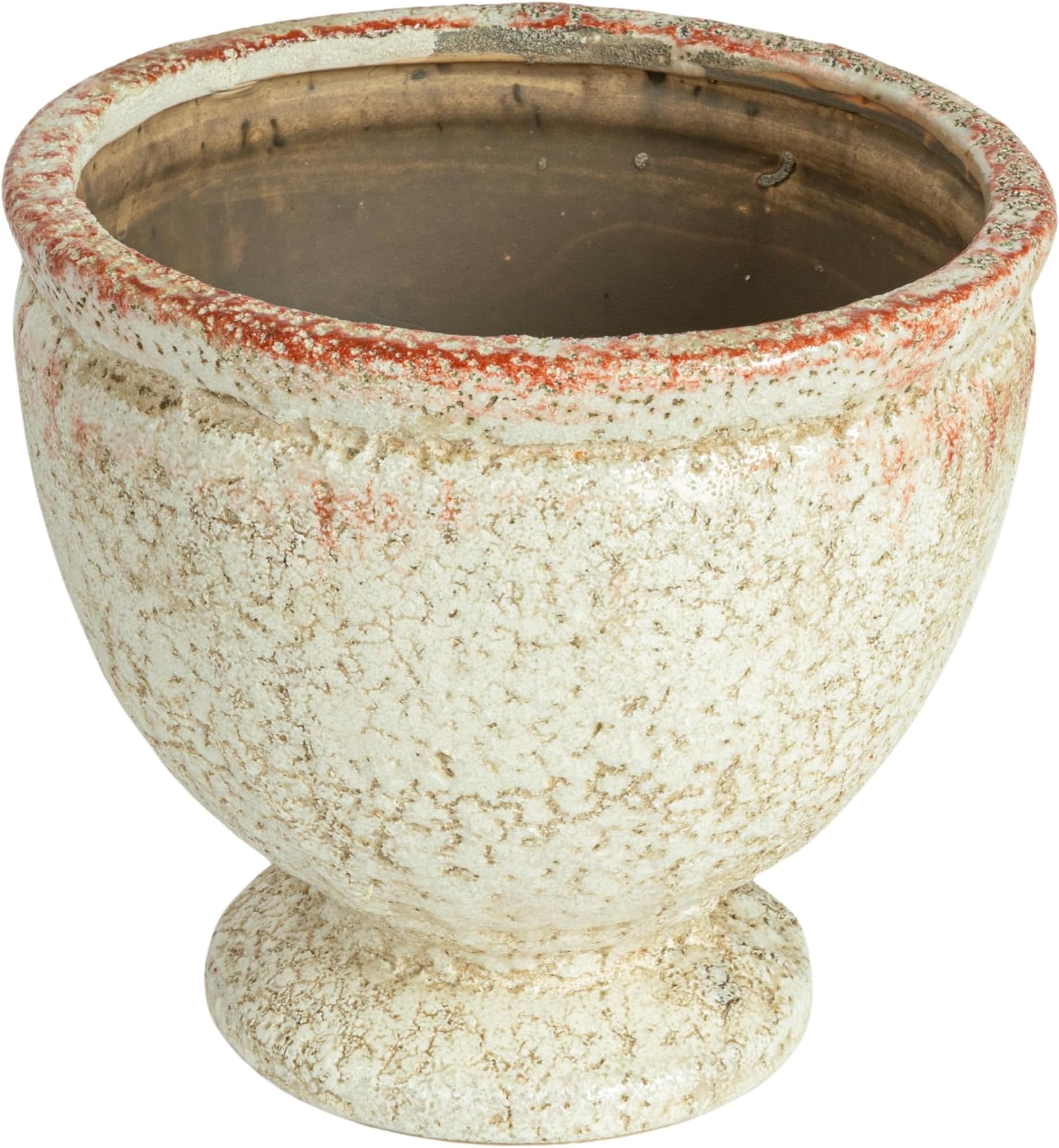 Amazon.com: Creative Co-Op Round Distressed Terra-Cotta Footed Planter ...