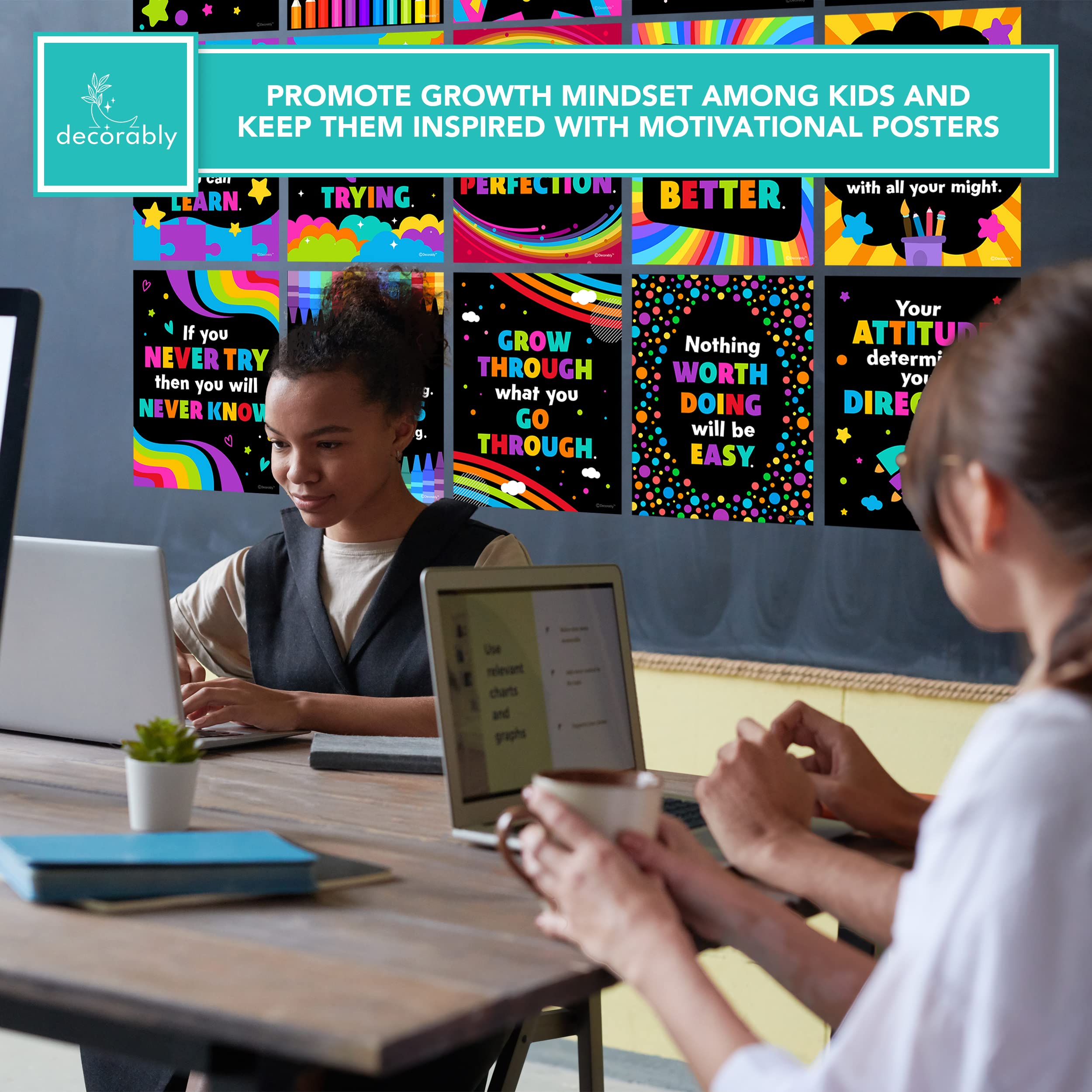 Snapklik.com : Decorably 15 Chalkboard Motivational Posters For Kids ...