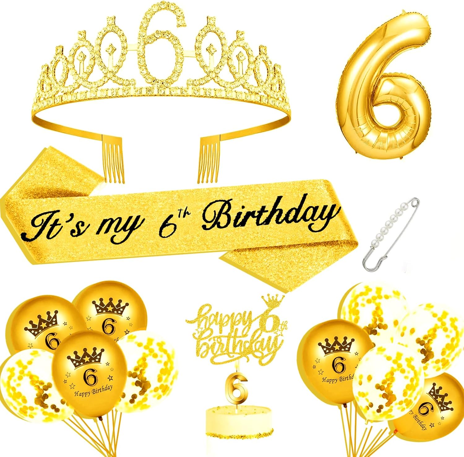 Amazon.com: 6th Birthday Decorations for Her Girls Set, Include 6th ...