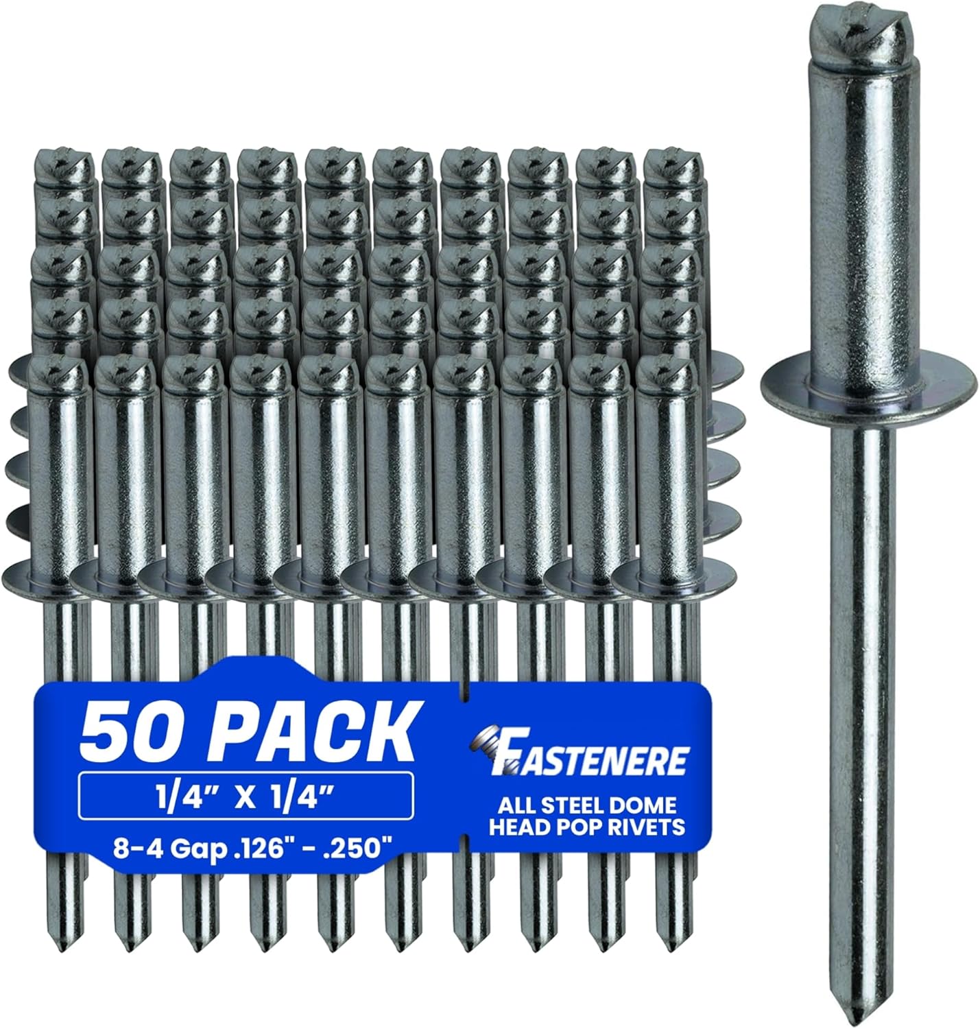Amazon.com: Fastenere Pop Rivets - 1/4" x 1/4" (50 pcs) Heavy Duty ...