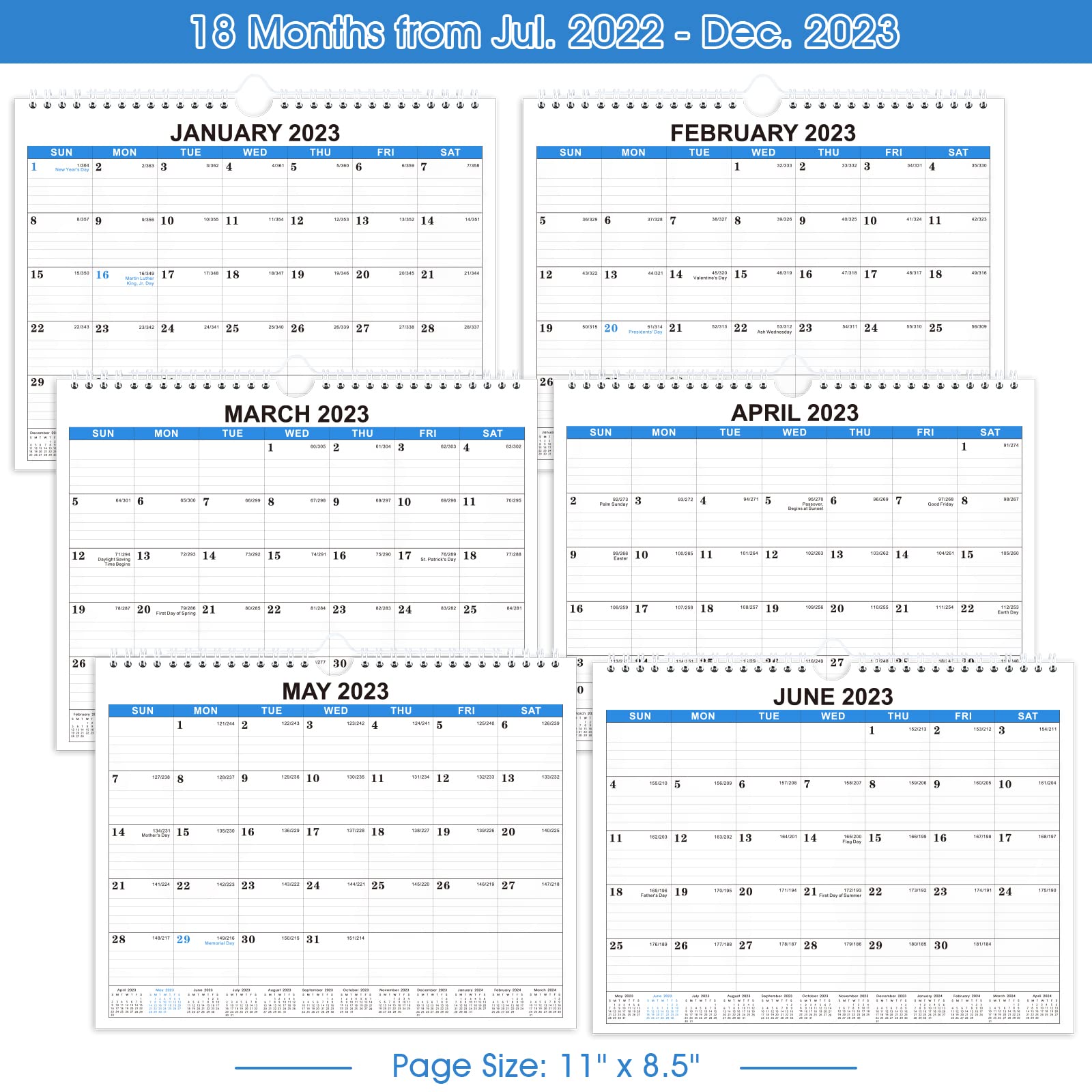 Buy 2022-2023 Calendar - 2022 Wall Calendar, Jan. 2022 - Jun. 2023, 11 ...