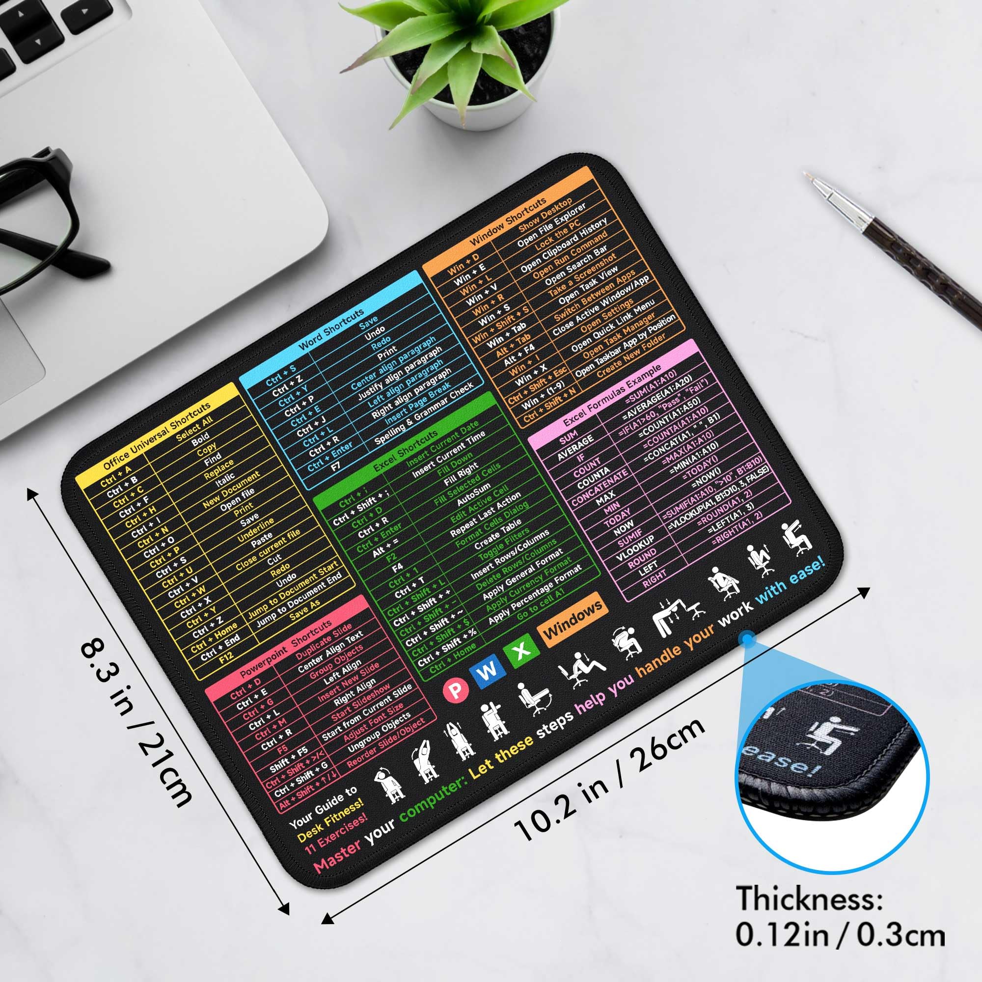 Snapklik.com : Small Excel Cheat Sheet Desk Pad - Portable Square Mouse ...