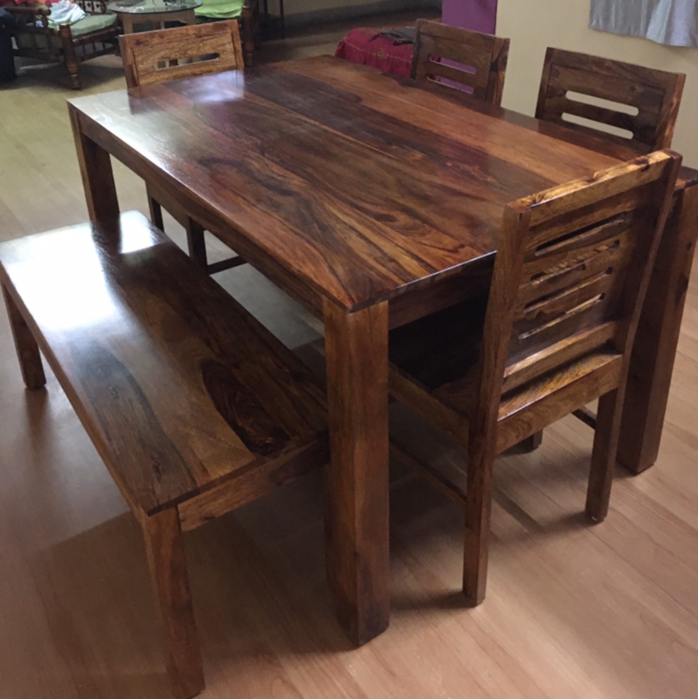 KENDALWOOD™ Furniture Sheesham Wood Dining Table(57x35) with 4 Chairs 1 ...