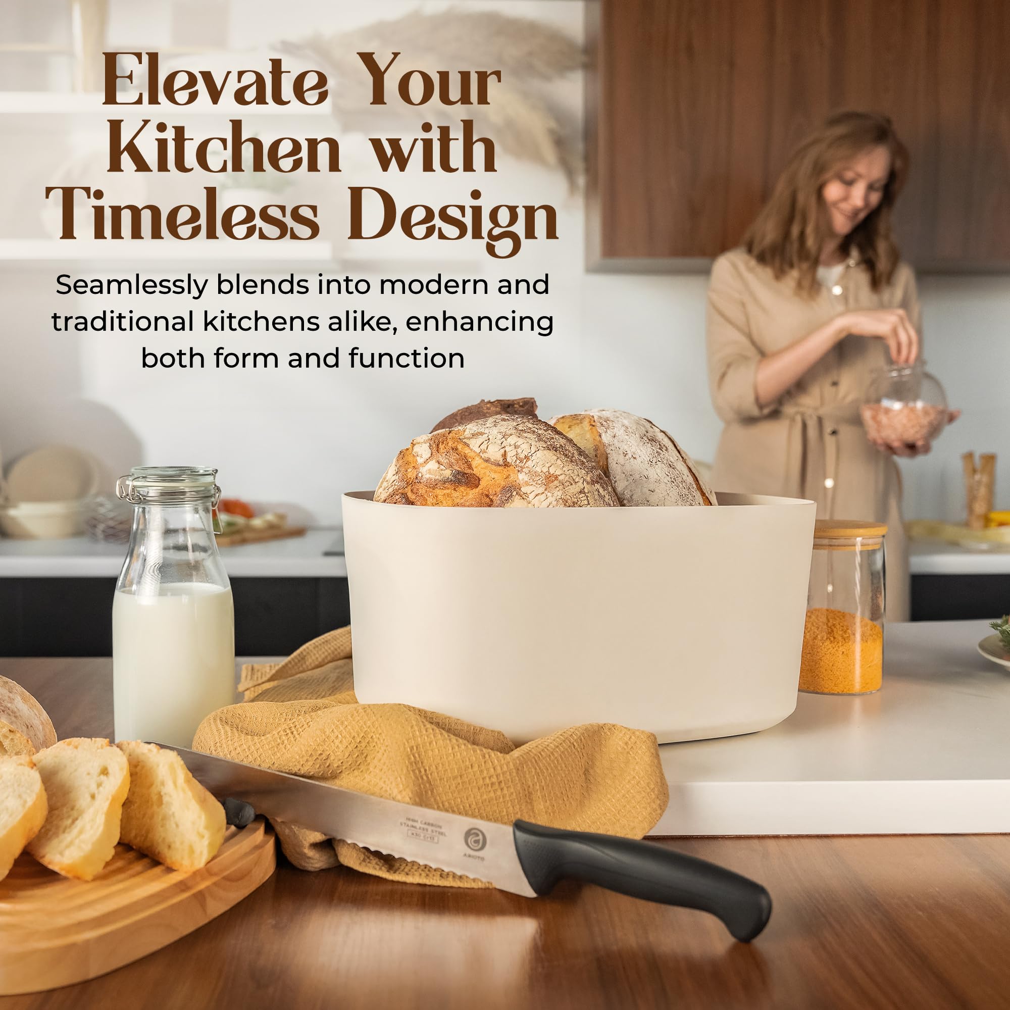 Bread Storage Container ABOOFAN Bread Saver Container Airtight Lid ...