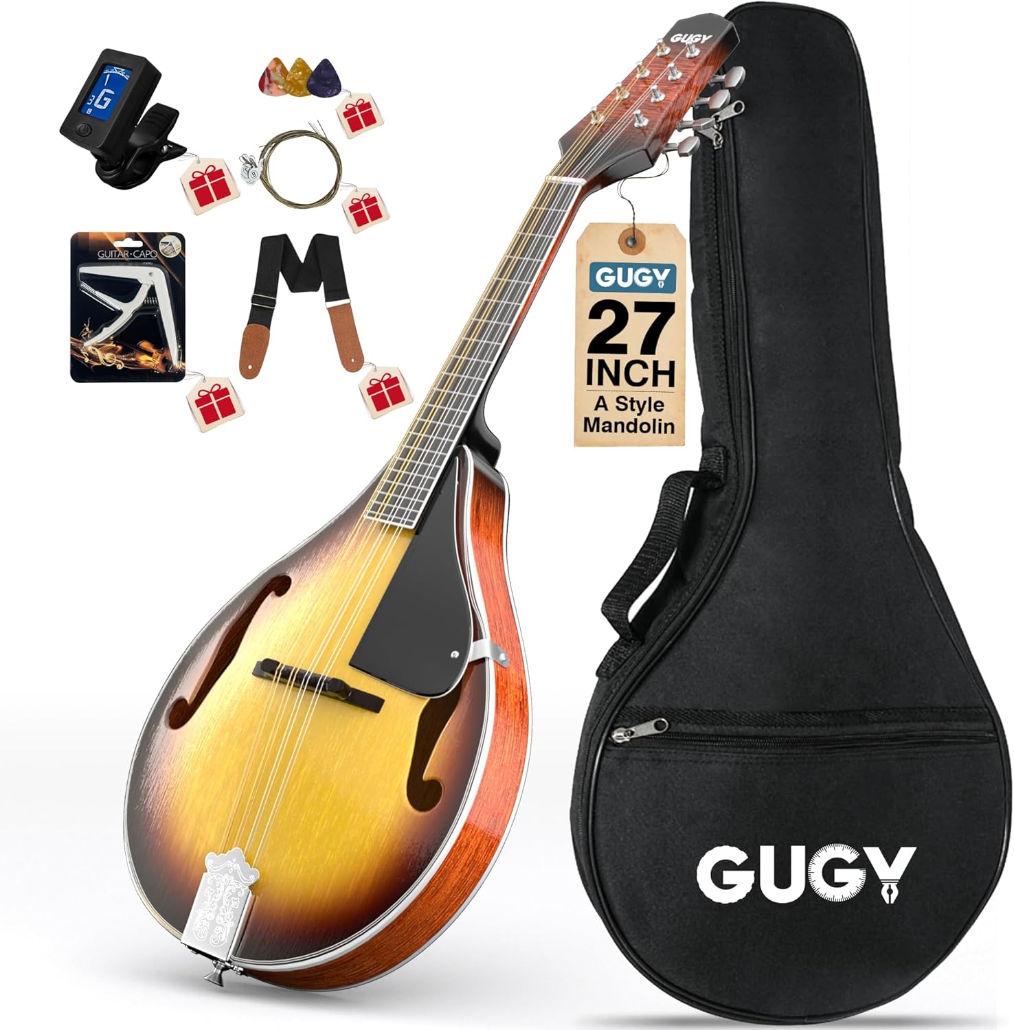 Amazon.com: GUGY Mandolin Instrument - A Style 8-Strings Mandolin Musical Instrument 27 Inch ...