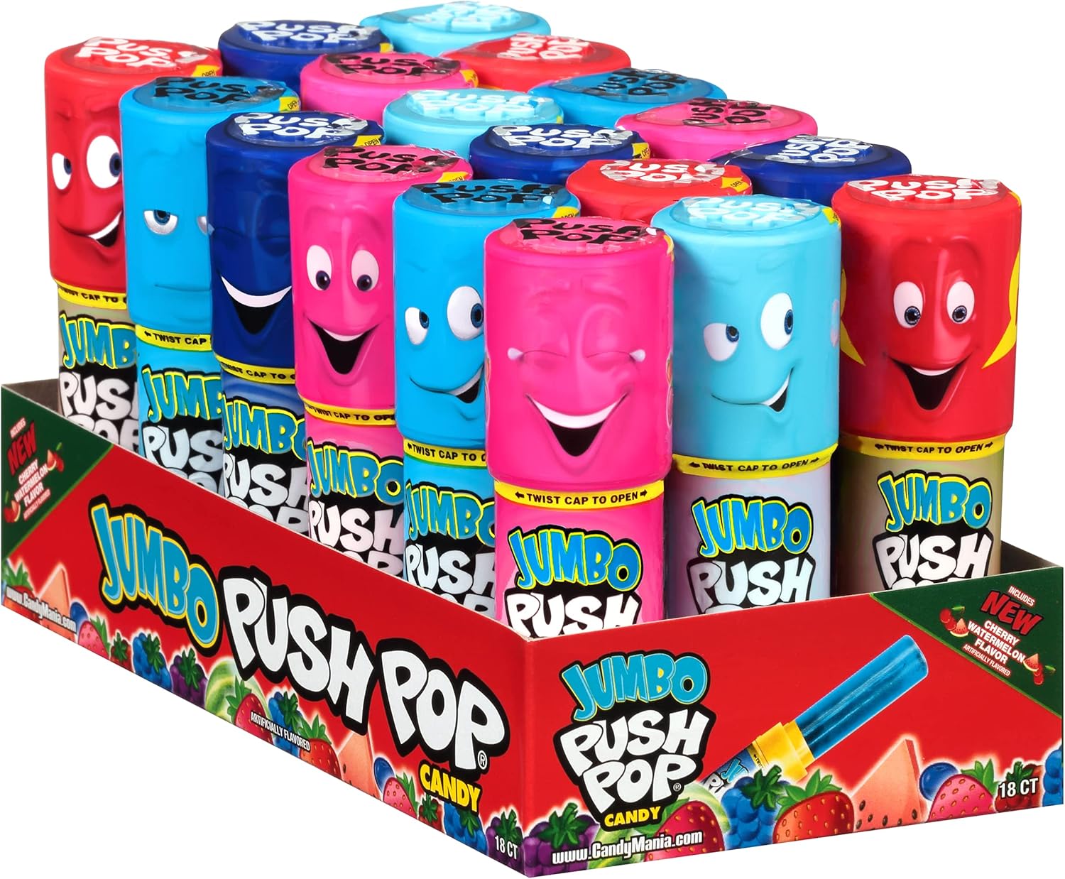 Push Pop Jumbo Candy Assortment Bulk 18 Pack – Blue Raspberry ...