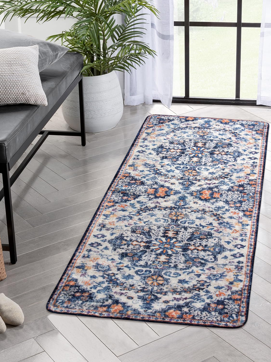 Lahome Washable Runner Rug, 2x5 Bohemian Kitchen Rug Runner Low Pile ...