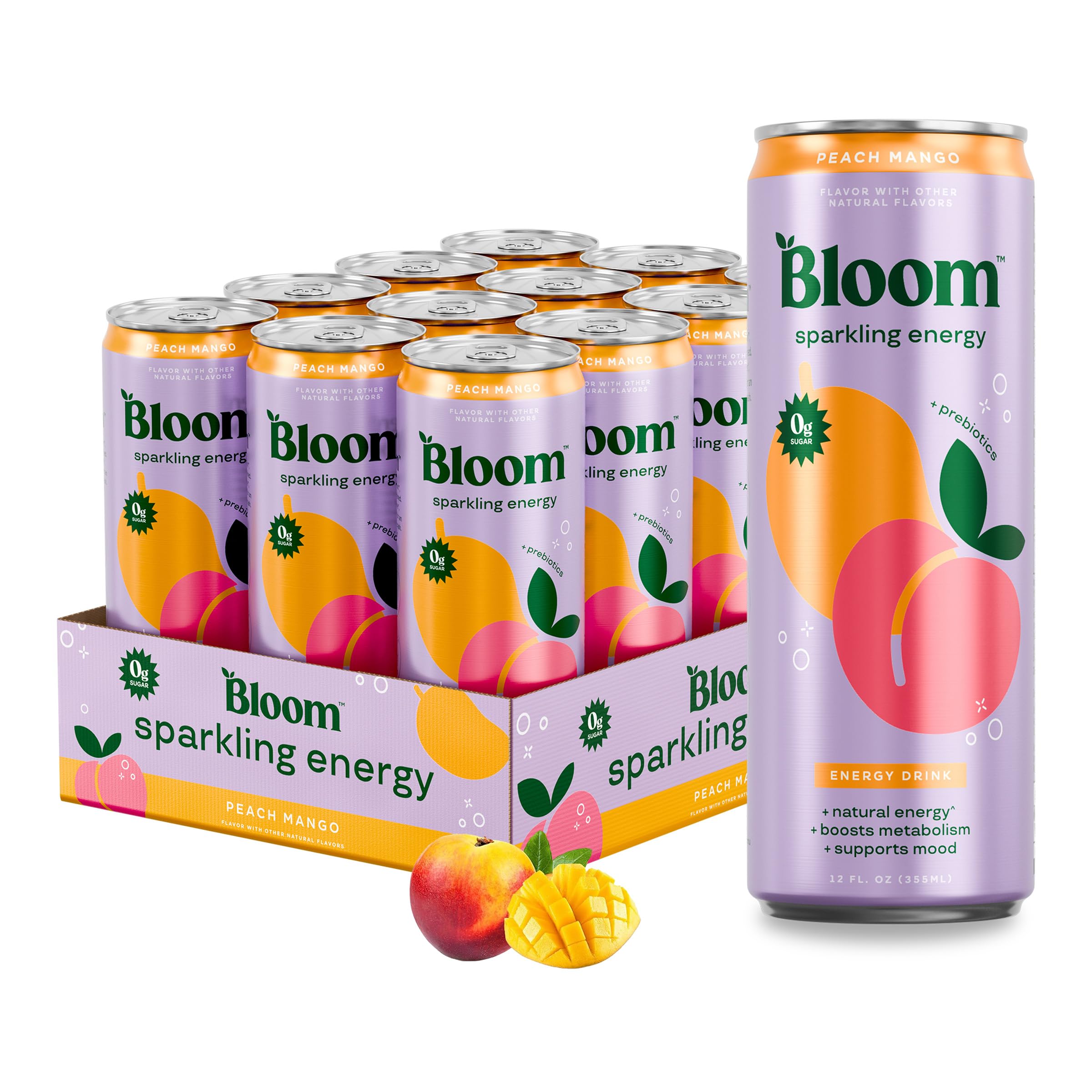 Amazon.com: Bloom Sparkling Energy Drink - Natural Caffeine, Zero Sugar, 180mg Caffeine ...