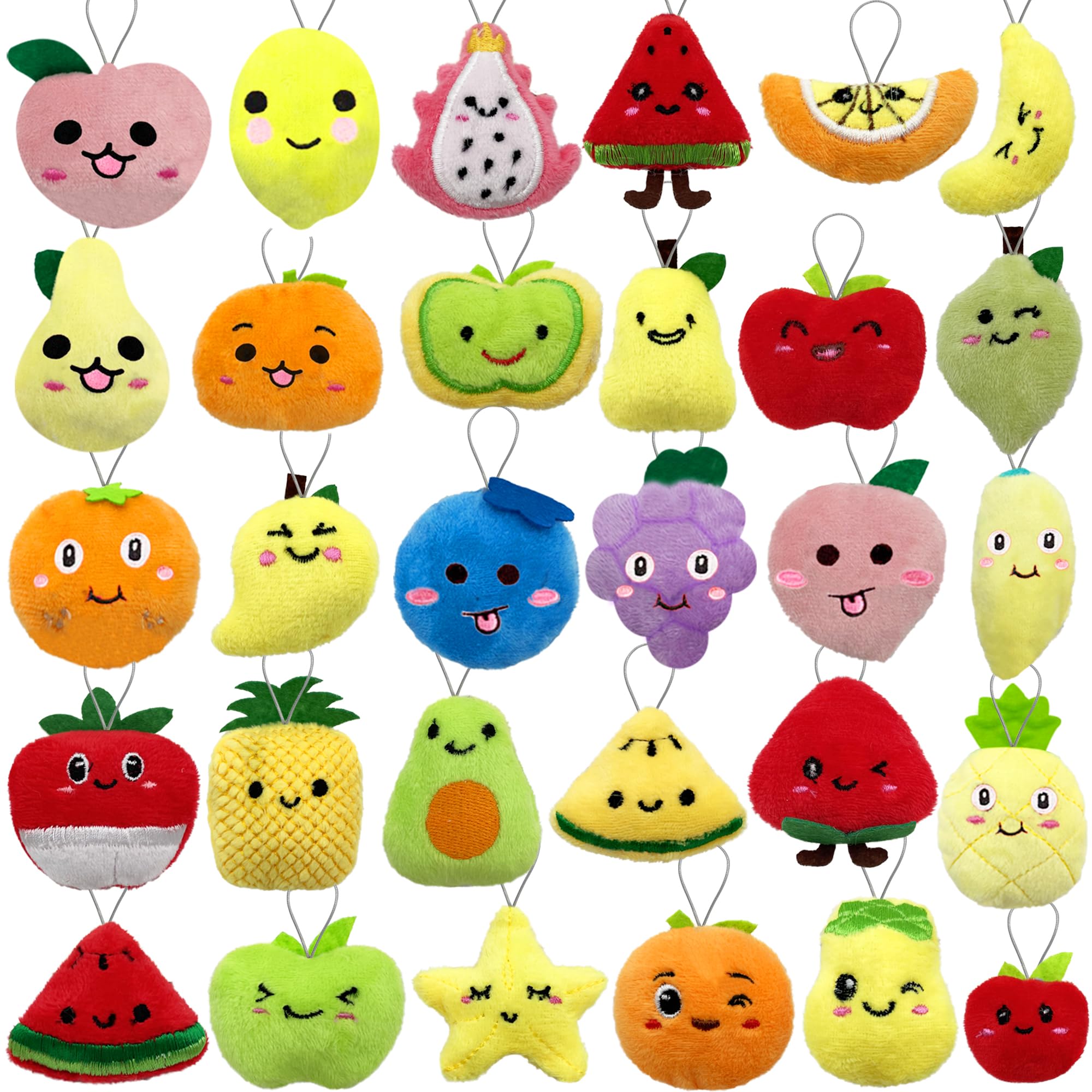 30 PCS Cute Mini Fruit Plush Colorful Stuffed Fruits Soft Orange Peach ...