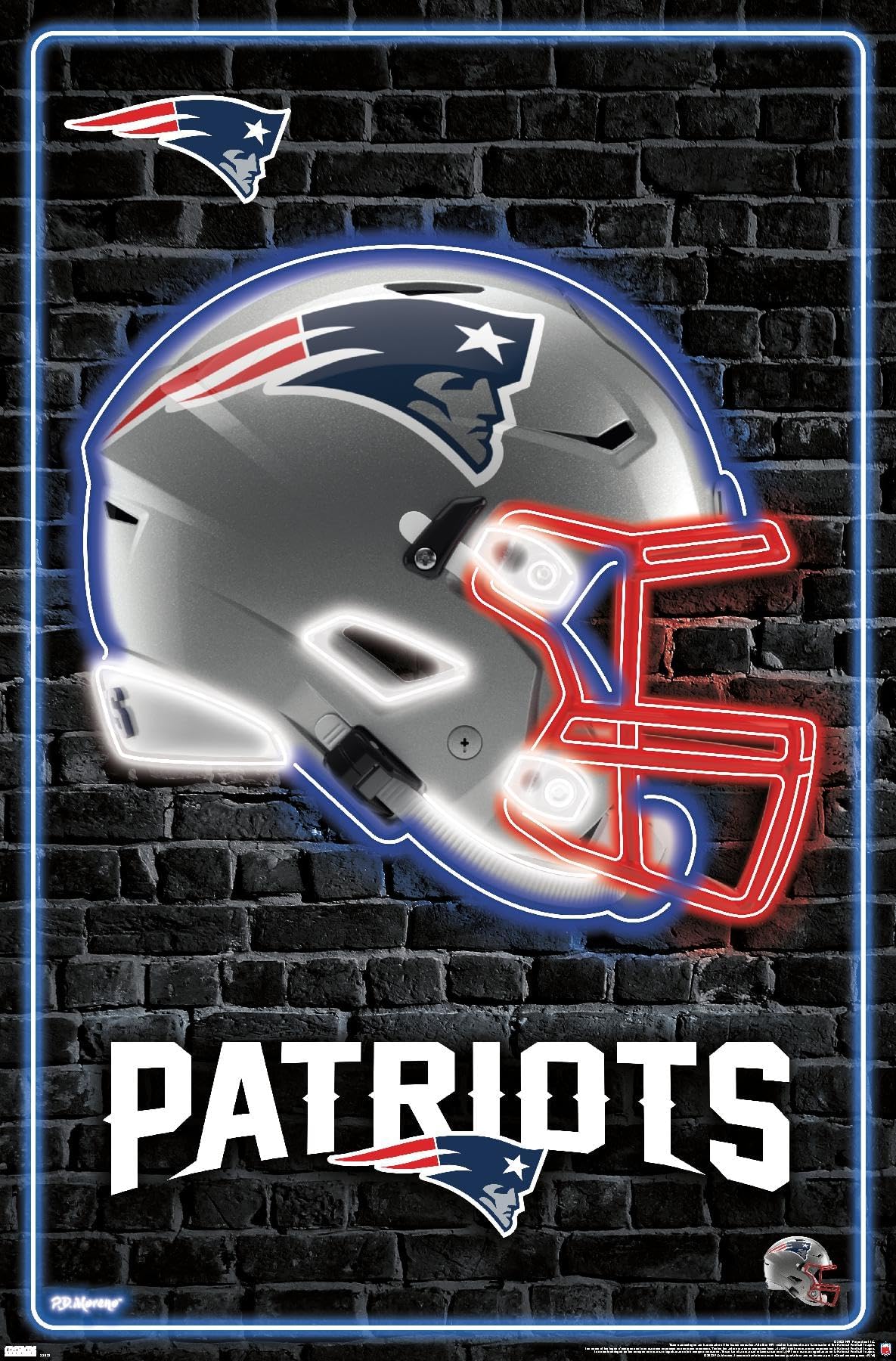 Amazon.com: Trends International NFL New England Patriots - Neon Helmet ...