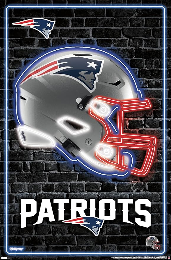Amazon.com: NFL New England Patriots - Neon Helmet 23 Wall Poster, 34L ...