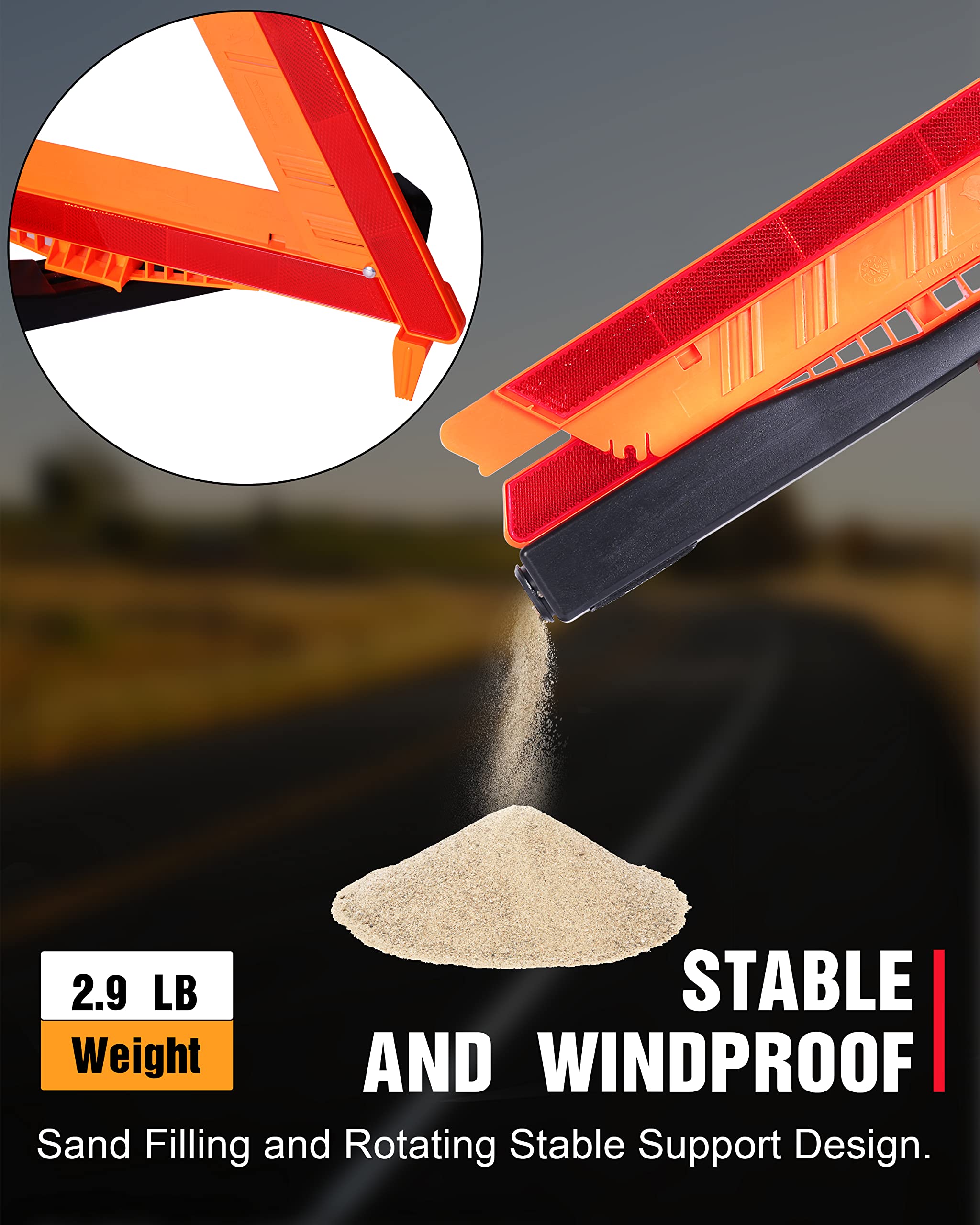 Snapklik.com : SAFEMATE 3 Pack Warning Triangle DOT Approved, Foldable ...