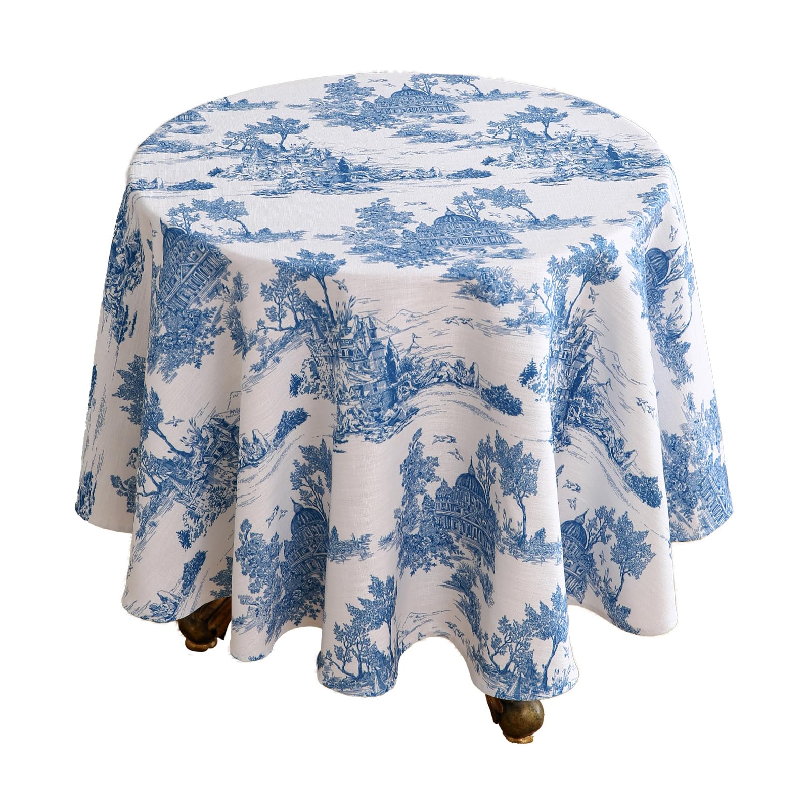 Amazon.com: patdrea Designer Cyan Tablecloth for Round Tables,Vintage ...