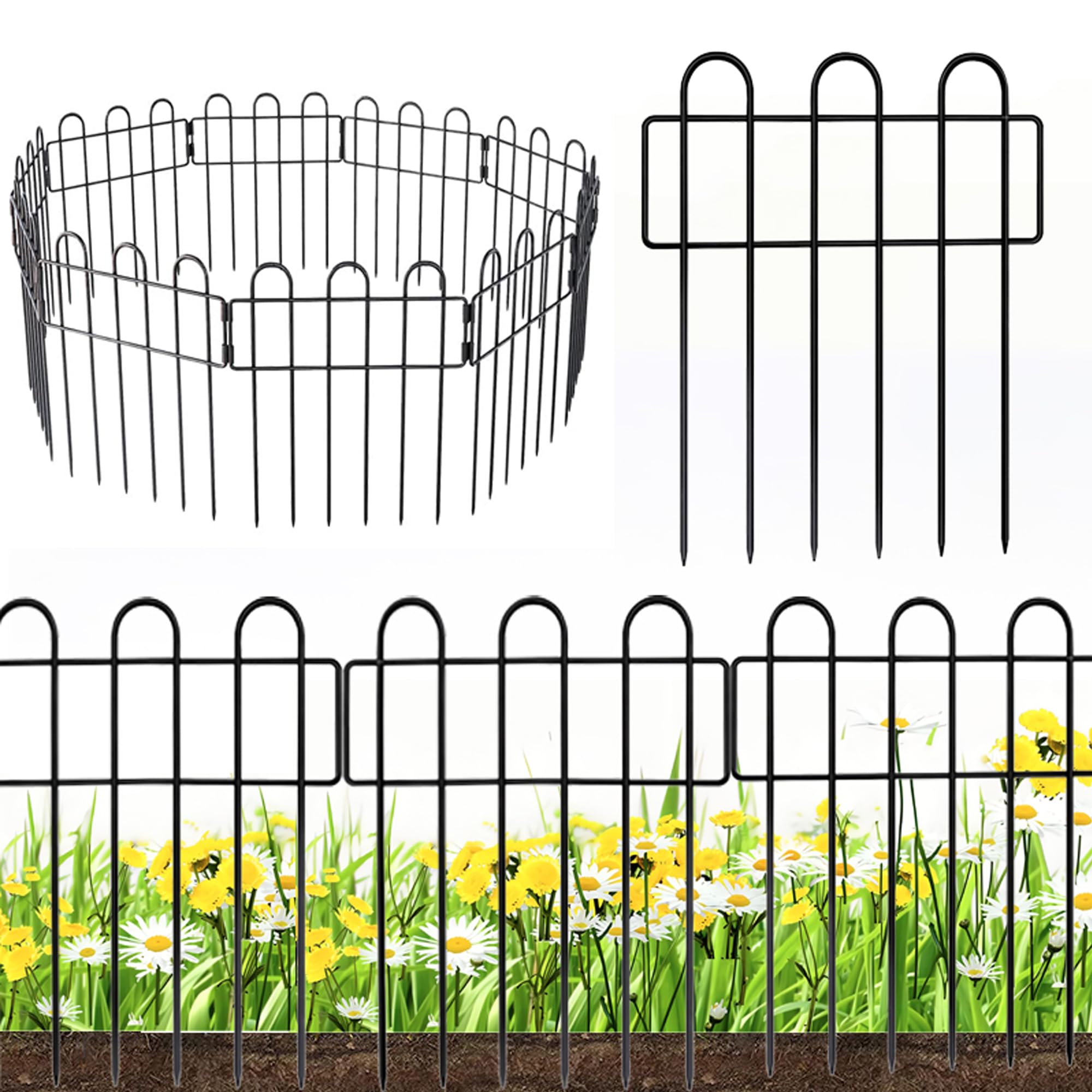 10-Pack Decorative Garden Fence Panels - Outdoor Metal Fencing ...