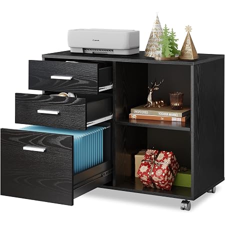 Amazon.com: FEZIBO 3-Drawer Mobile File Cabinet, Lateral Filing Cabinet ...