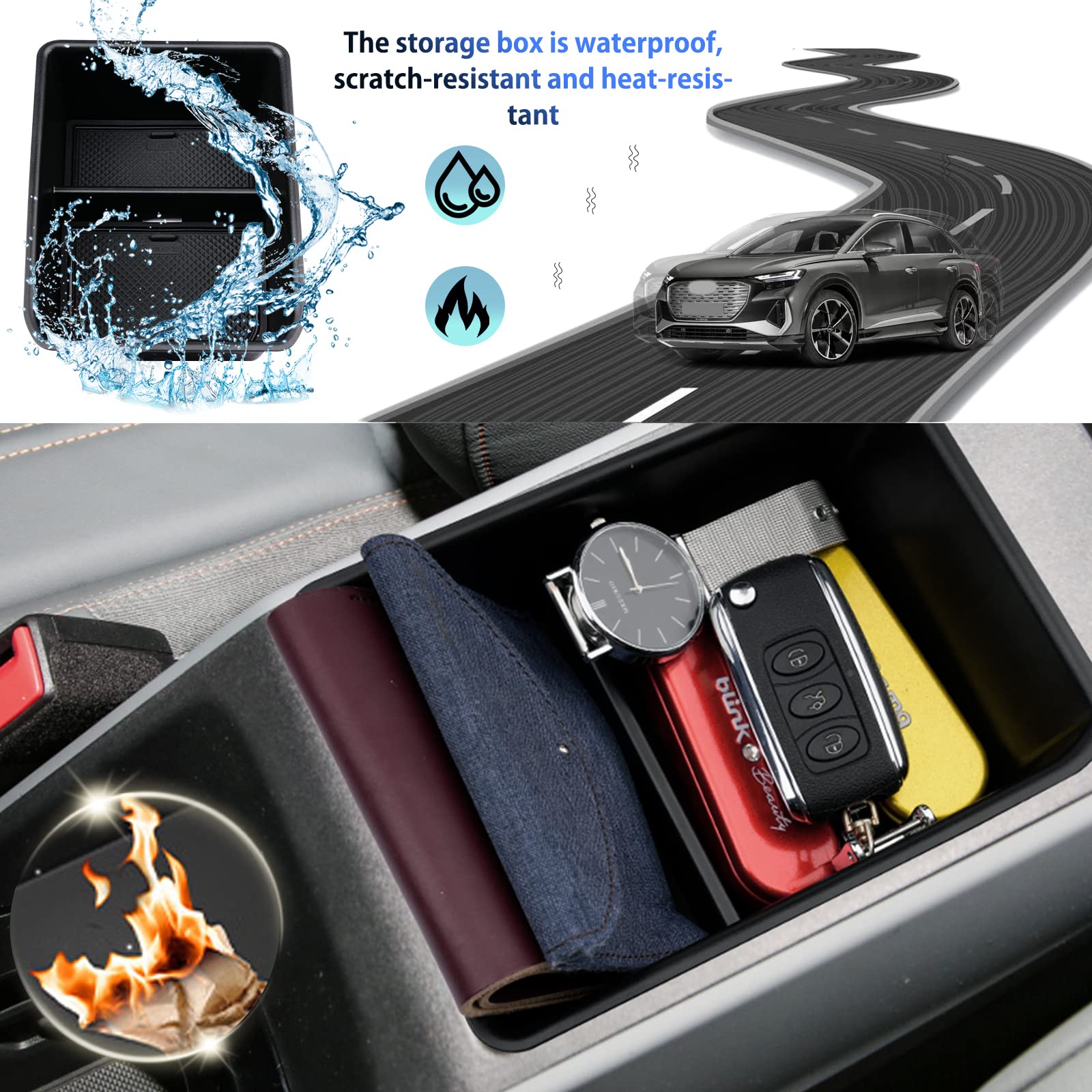 Snapklik.com : For 2023 2024 Audi Q4 e-Tron Console Organizer Tray For ...