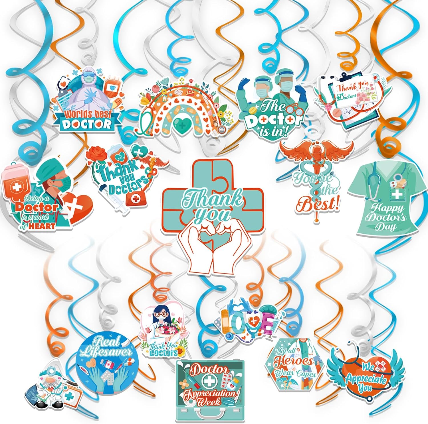 Amazon.com: HOWAF Thank You Doctors Decorations Hanging Swirls, 30 pcs ...