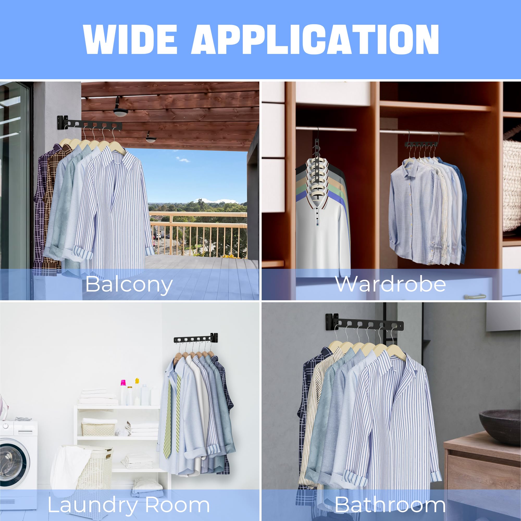 Snapklik.com : Laundry Clothes Hanger Rack, Wall Mount And Hanging ...