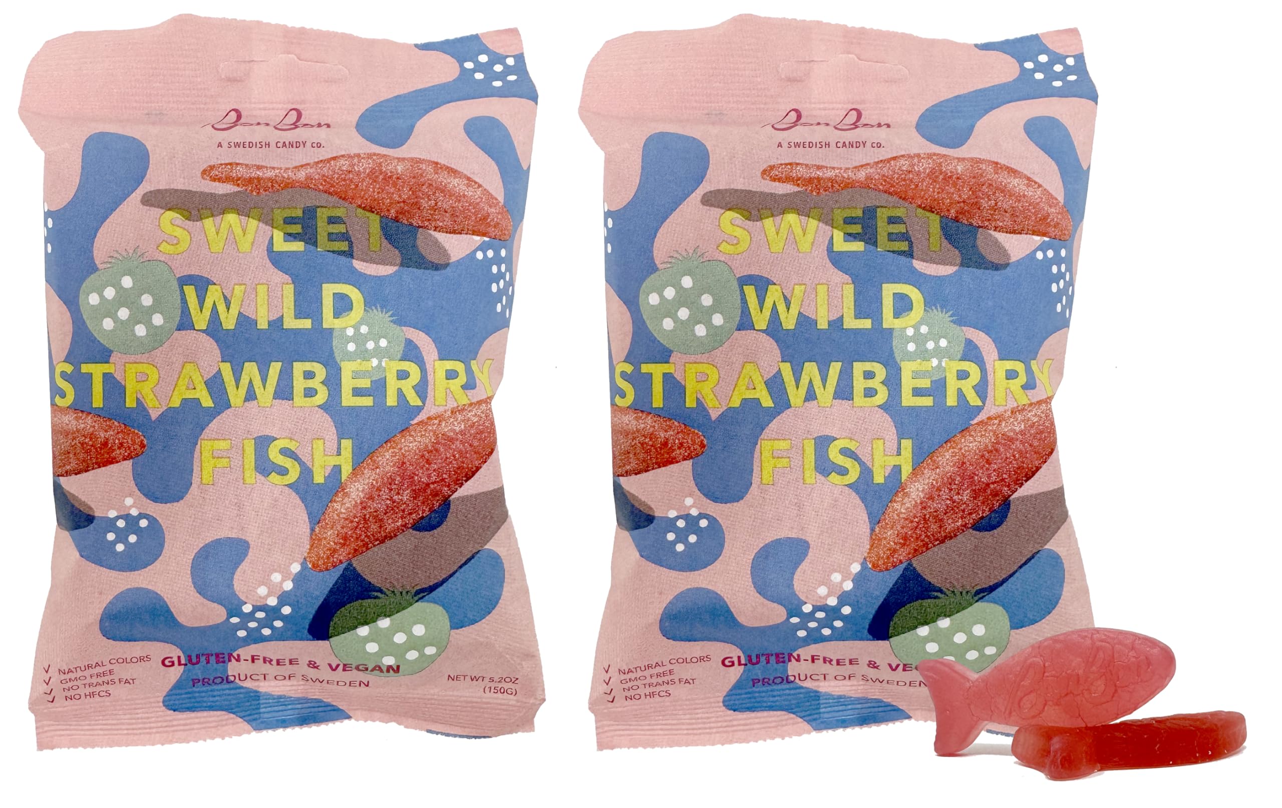 Amazon.com : Bon Bon Swedish Candy Sweet Wild Strawberry Fish Vegan ...