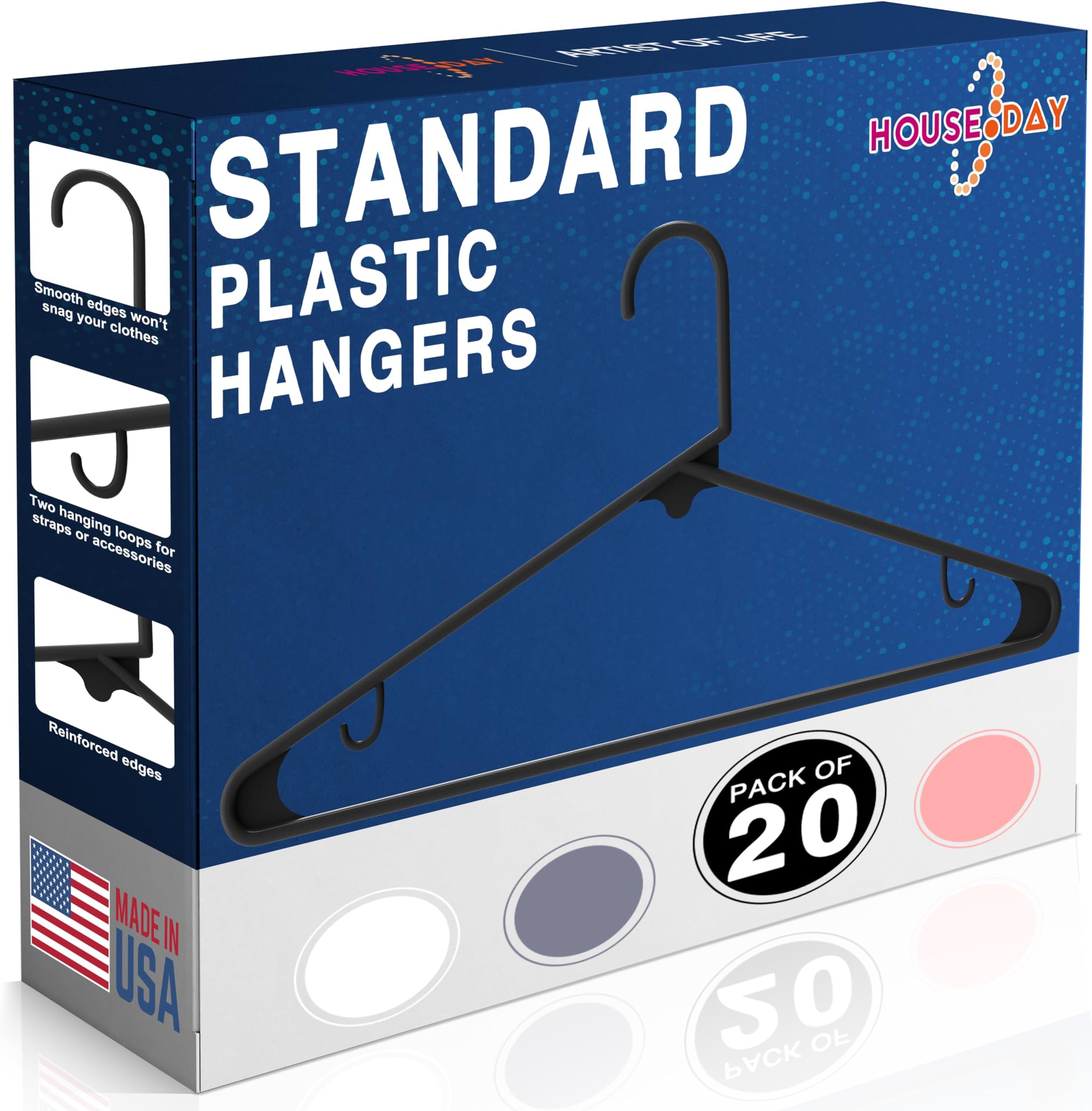 Amazon.com: Mainstay 18-Pack Standard Plastic Hangers (White, 2 Pack ...