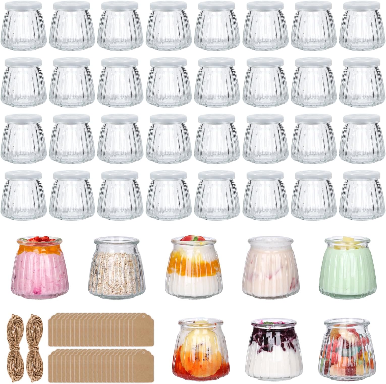 Amazon.com: KAMOTA Glass Yogurt/Pudding Jars With PE Lids, Ideal for ...