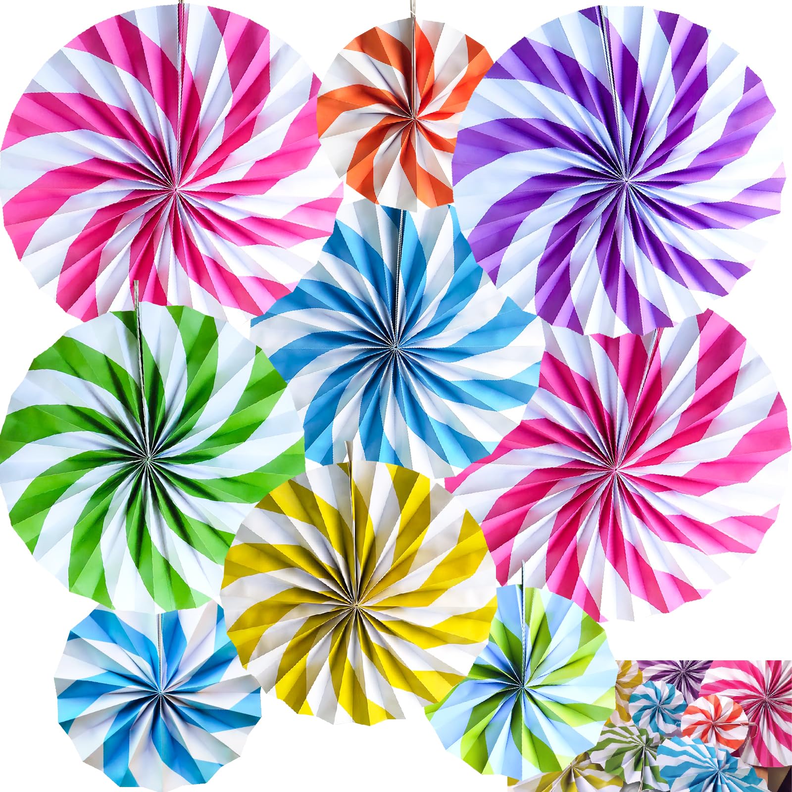 Amazon.com: 9Pcs Candyland Party Decorations Candy Paper Fans Hanging ...