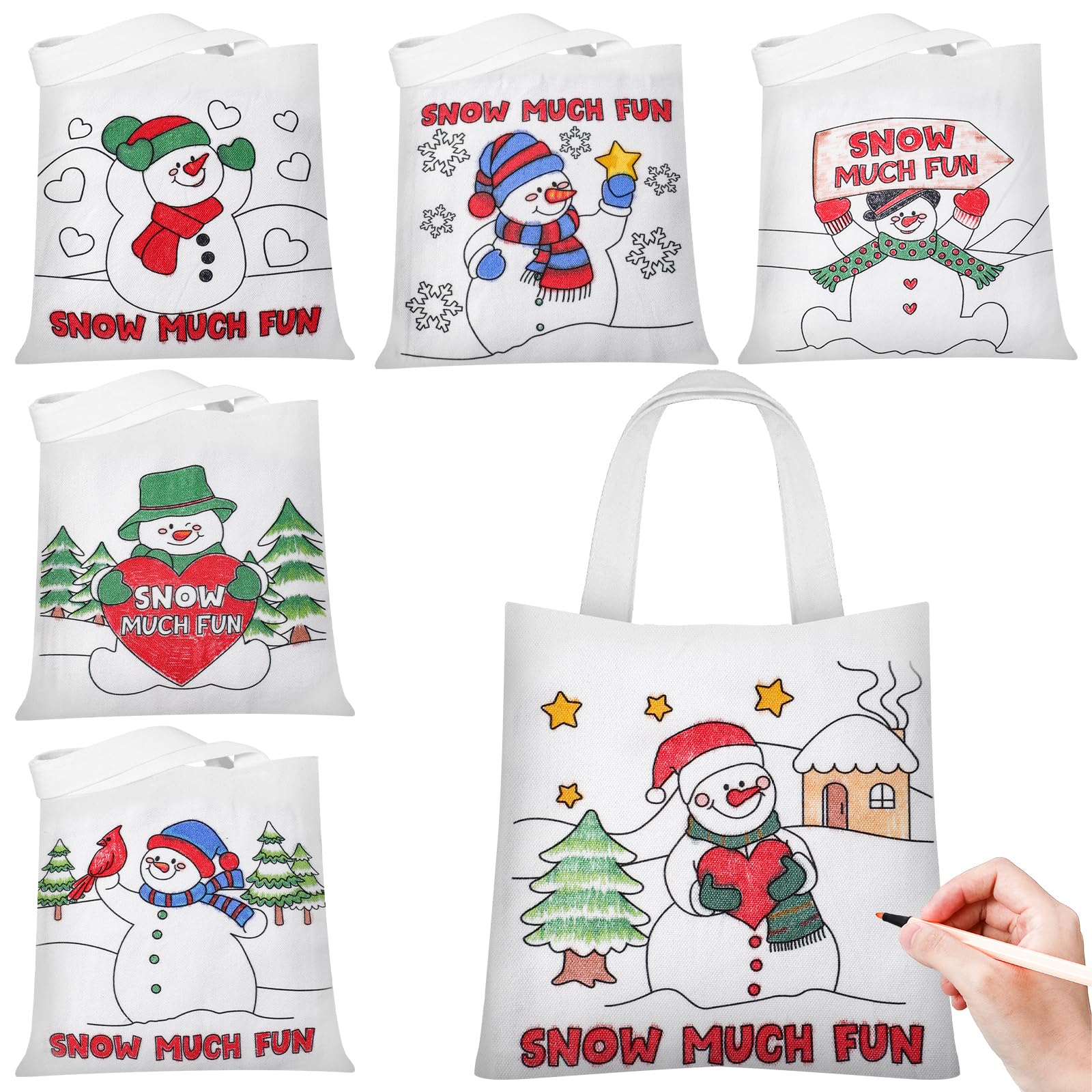Amazon.com: Locmeo 12 Pcs Christmas Coloring Bags Snow Much Fun Color ...