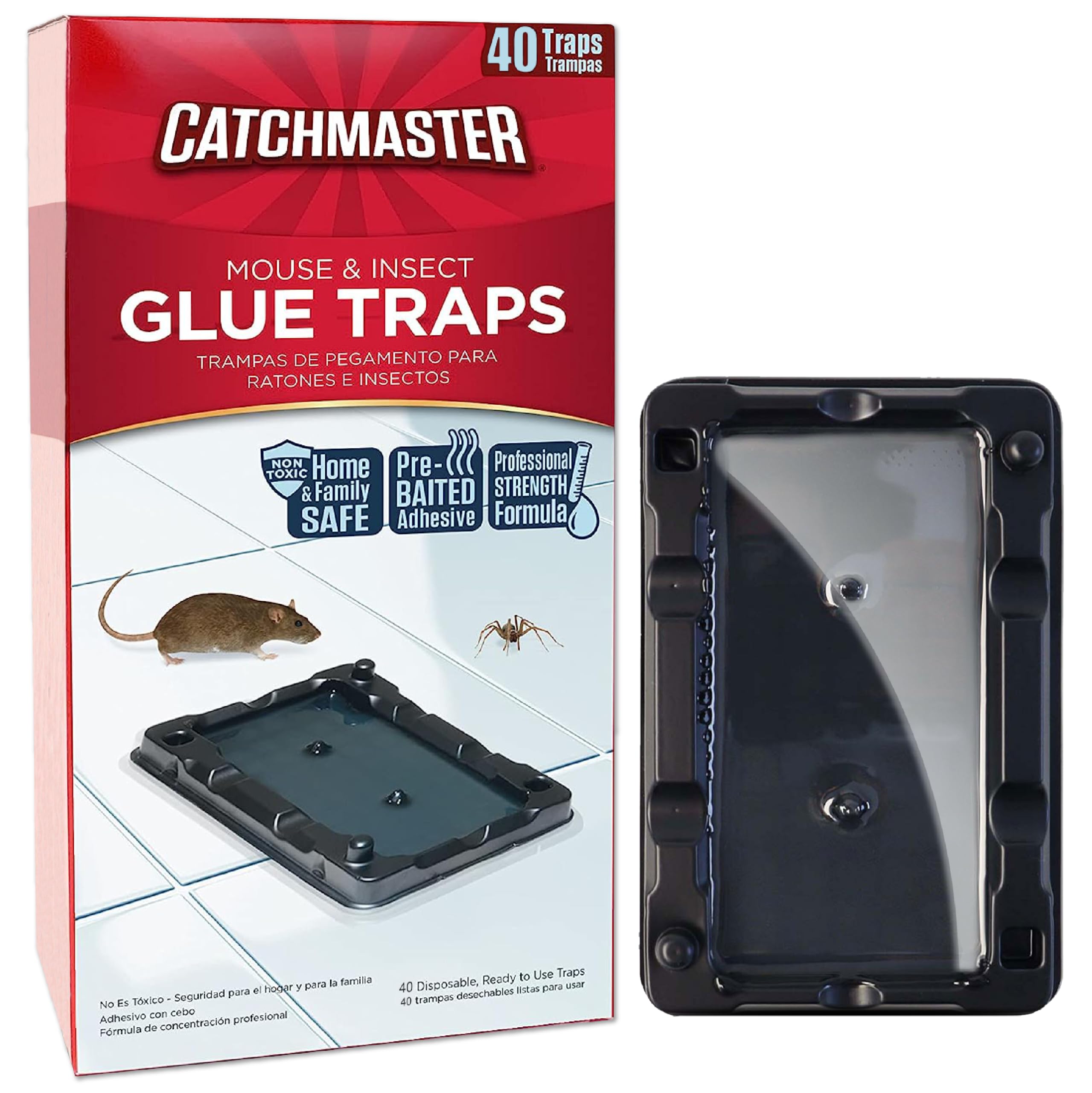 Amazon.com : Catchmaster Mouse & Insect Glue Traps 40-Pk, Adhesive ...