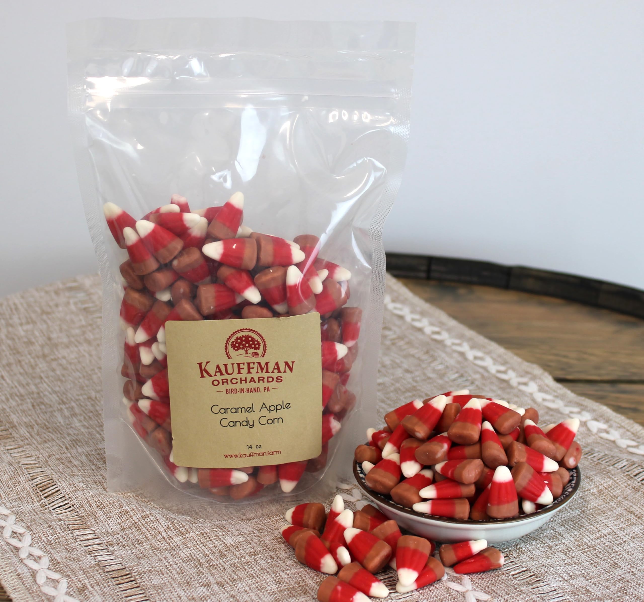 Amazon.com : Kauffman Orchards Caramel Apple Candy Corn, 14oz Bag ...