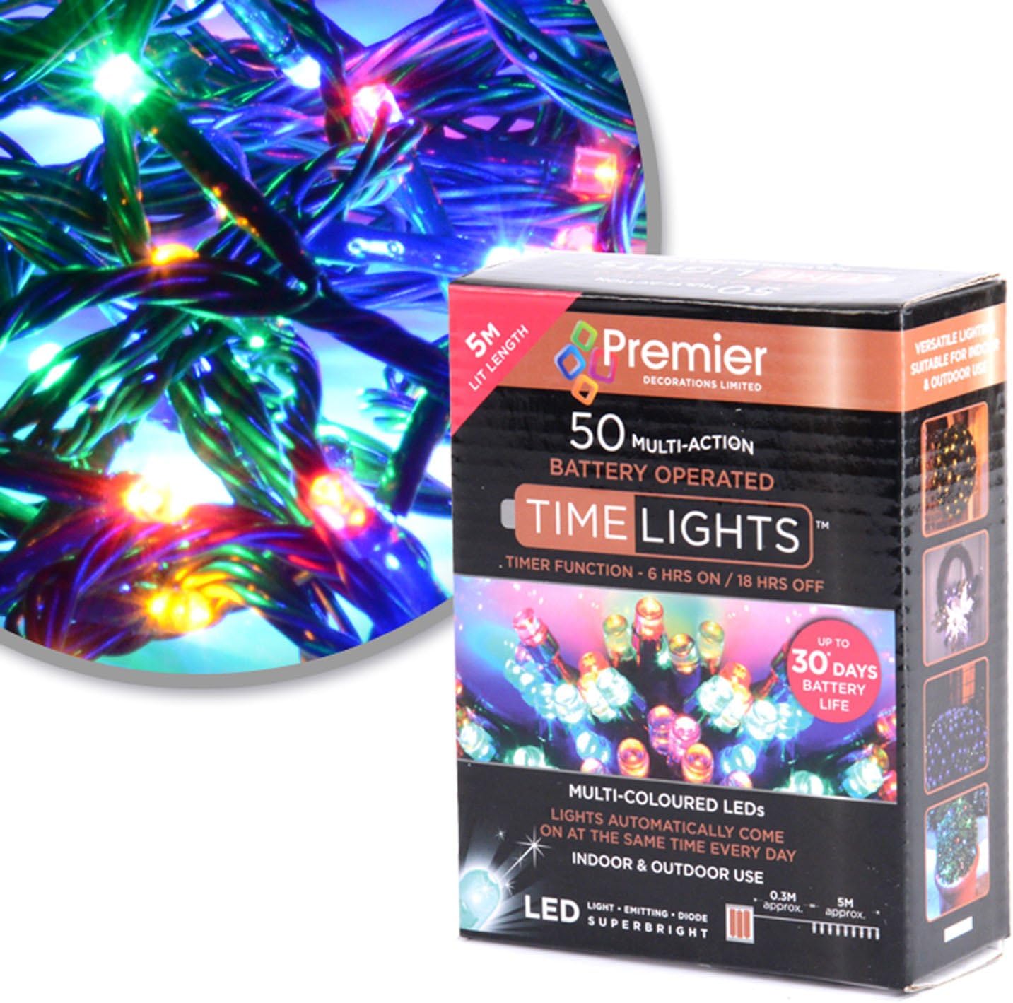 24 Multi Coloured Multi Action Battery Operated LED with Timer : Amazon ...