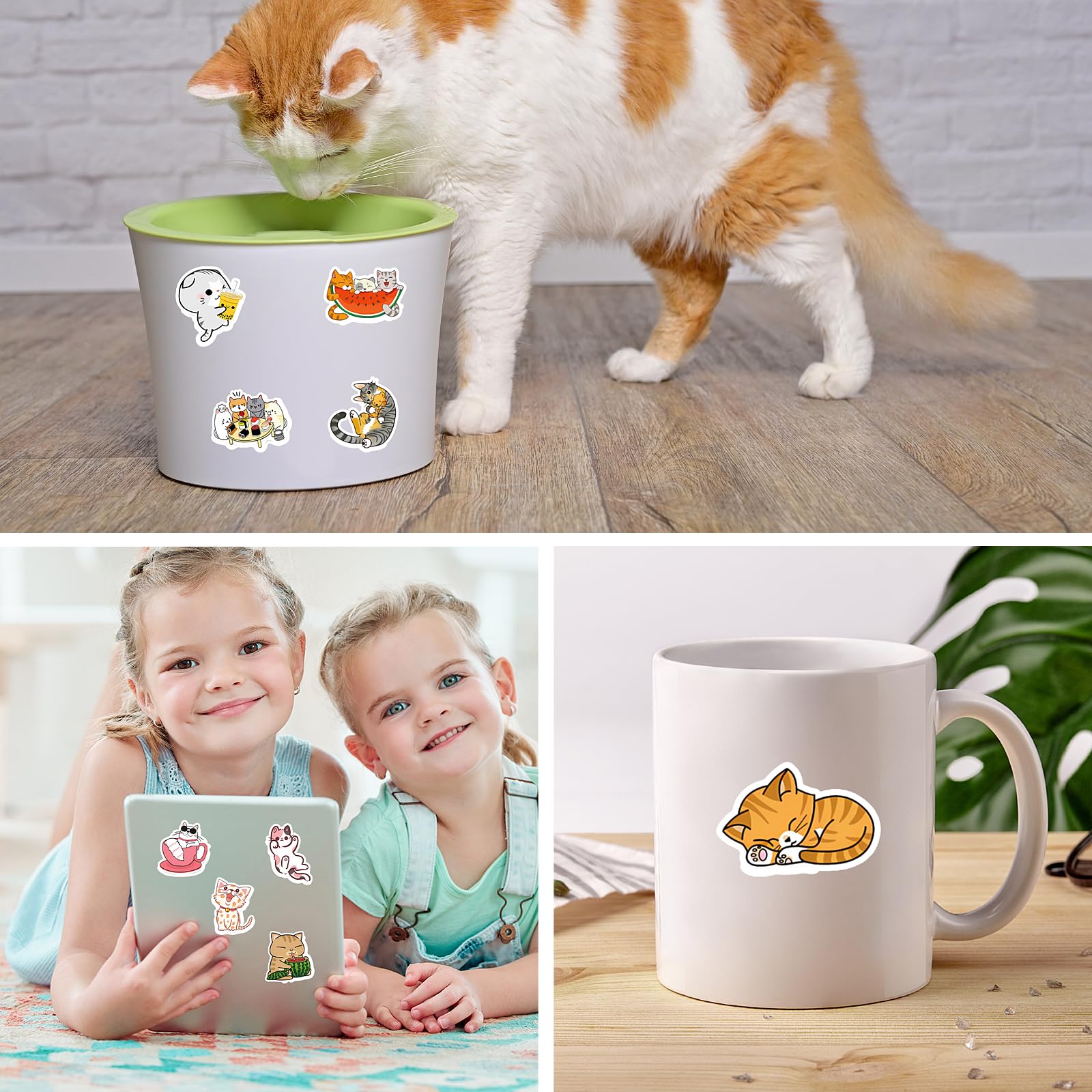 Snapklik 100 Pcs Cute Cat Stickers Kawaii Cat Lovers Decals